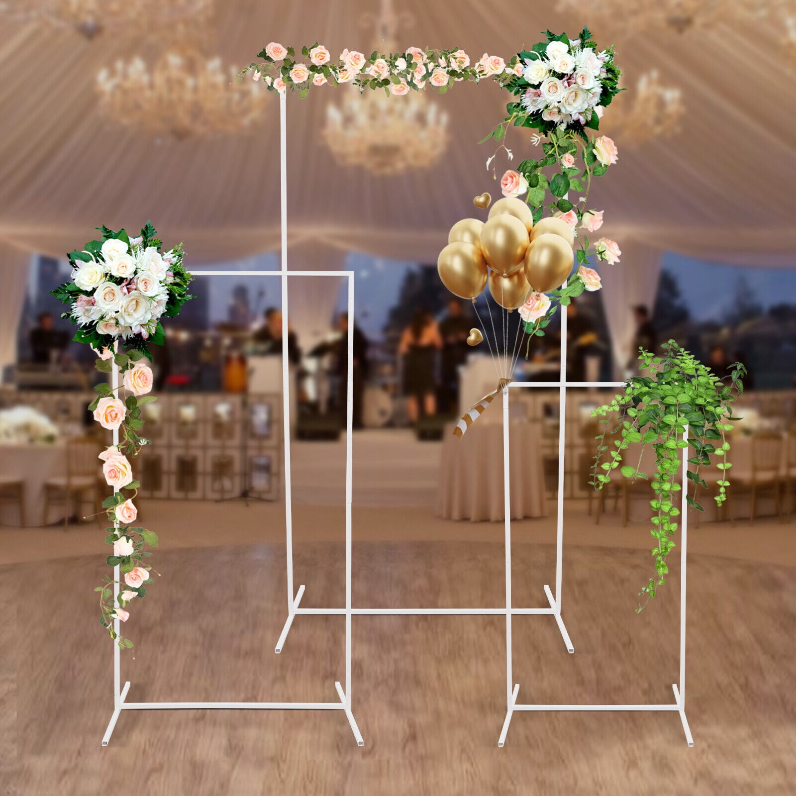 3 Packs Wedding Flower Arch Backdrop Stand Square Balloon Photo Stand ...