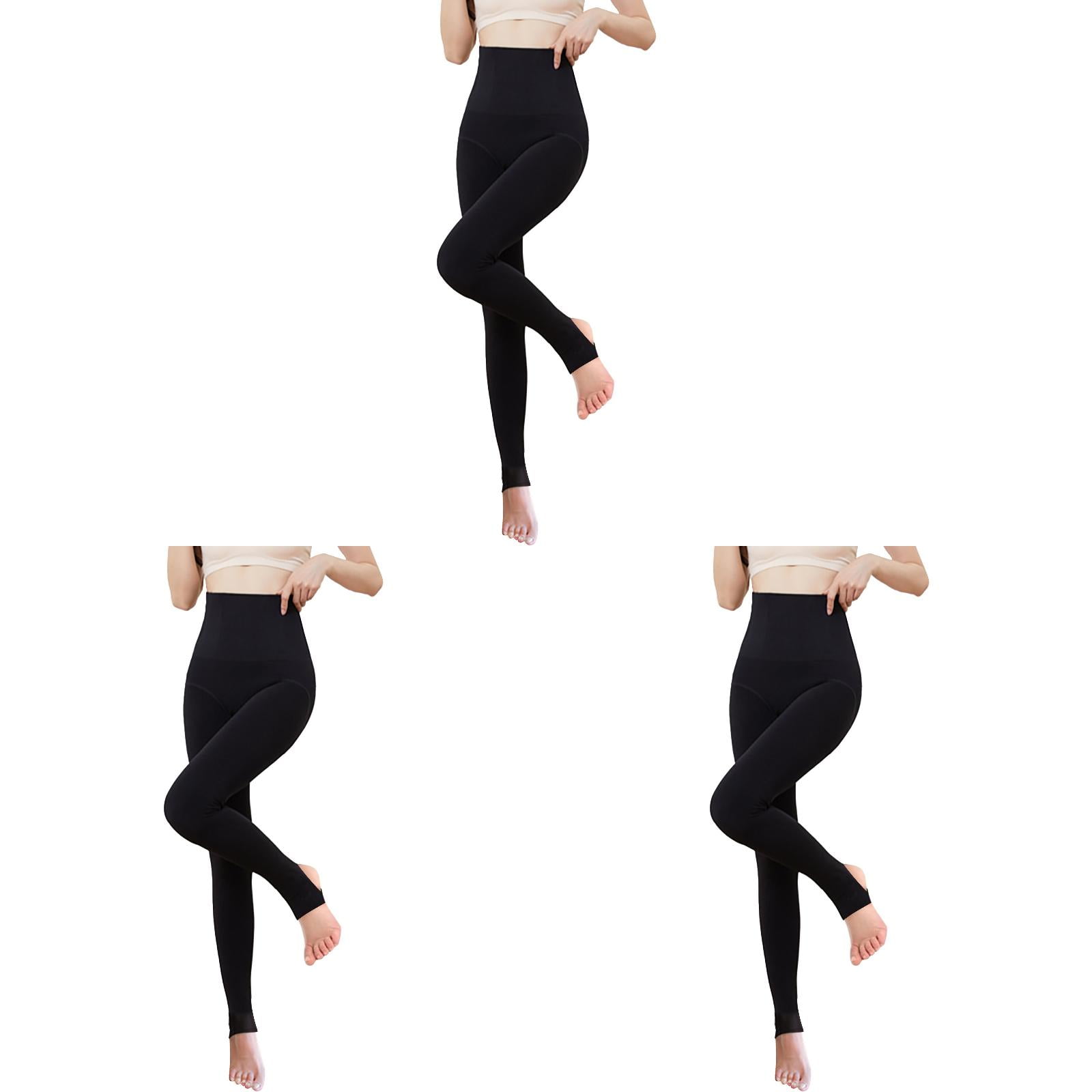 3 Packs Womens Leggings Tummy Control Fishbone with Foot Strap ...