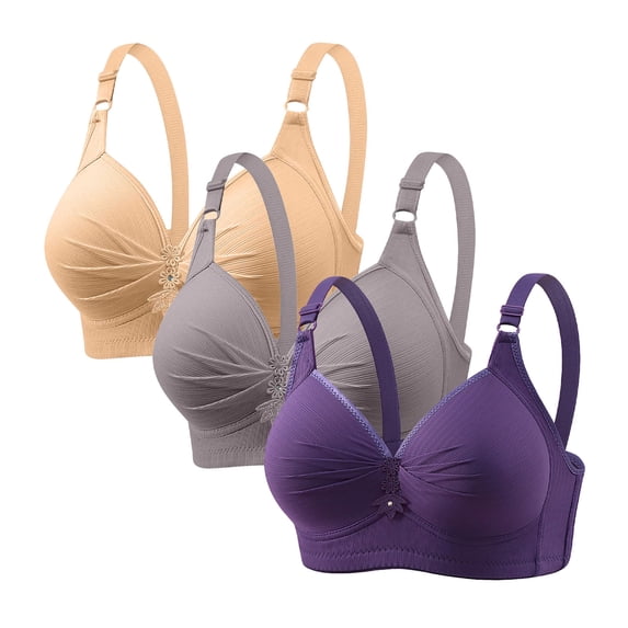 3 Packs Womens Plus Size Bras S-5XL Push Up Wireless Bralettes for ...