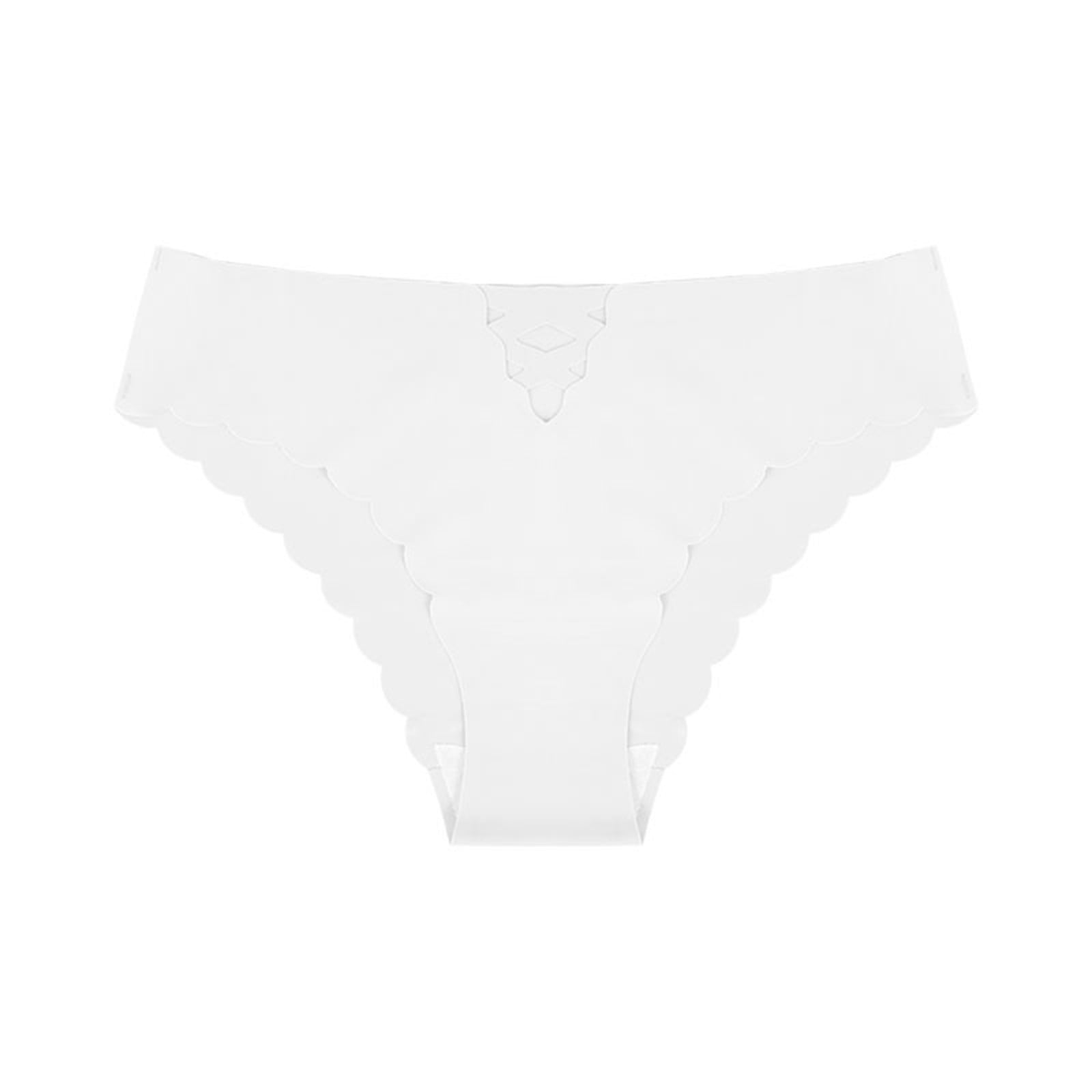 3 Packs Womens Underwear Ice Silk Low Waist Seamless Solid Color Hollow ...