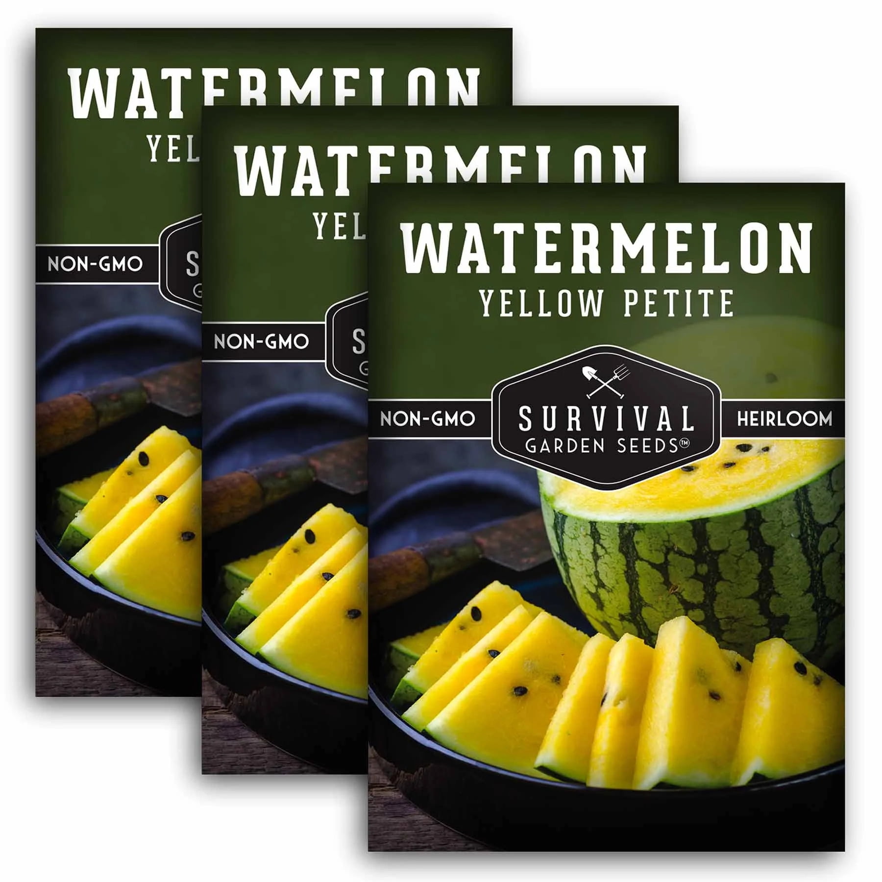 3 Packs Yellow Petite Watermelon Seeds - Non-GMO Heirloom Full Sun ...