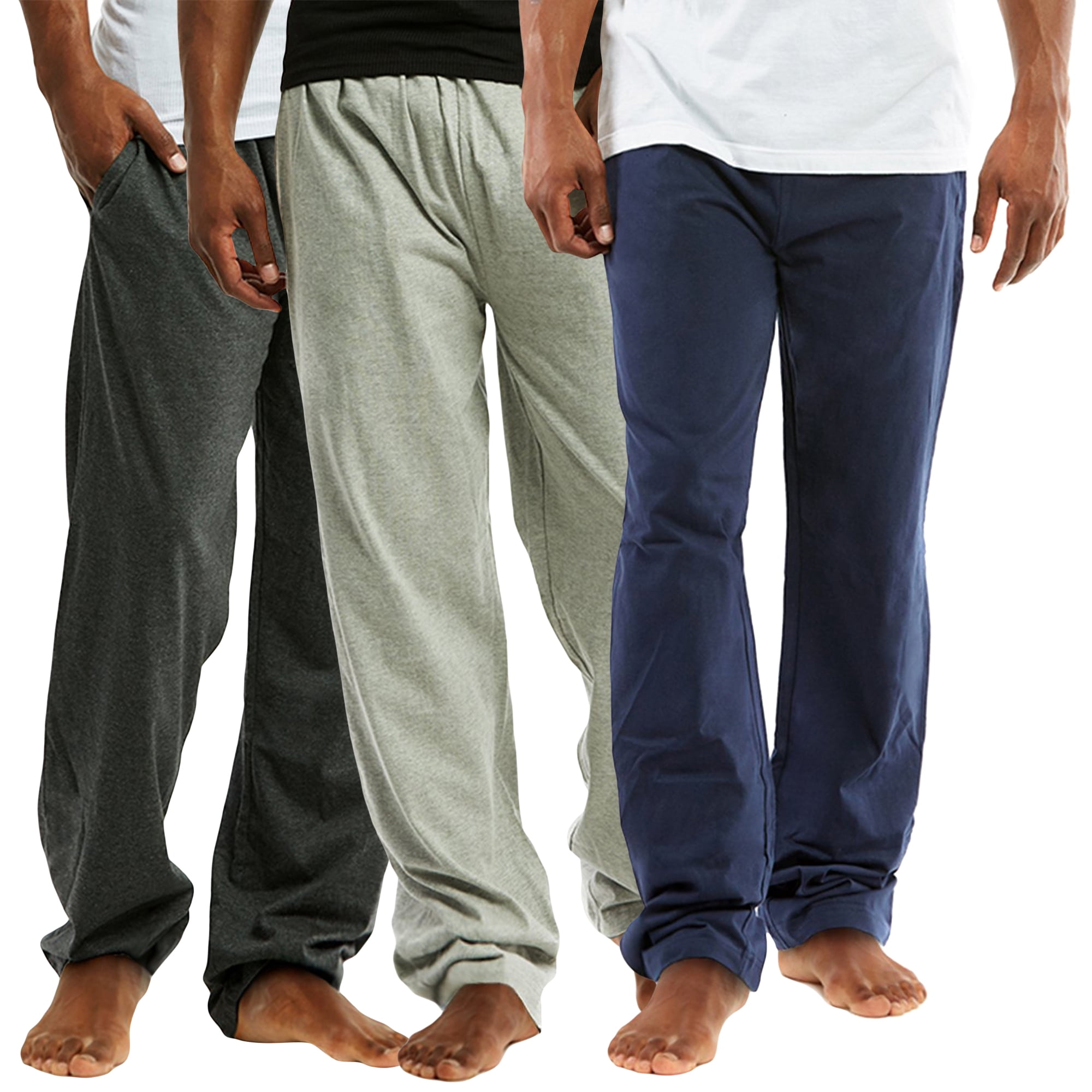 3 Packs of Cottonbell Men's Knitted Sweat Pajama Cozy Pants with ...