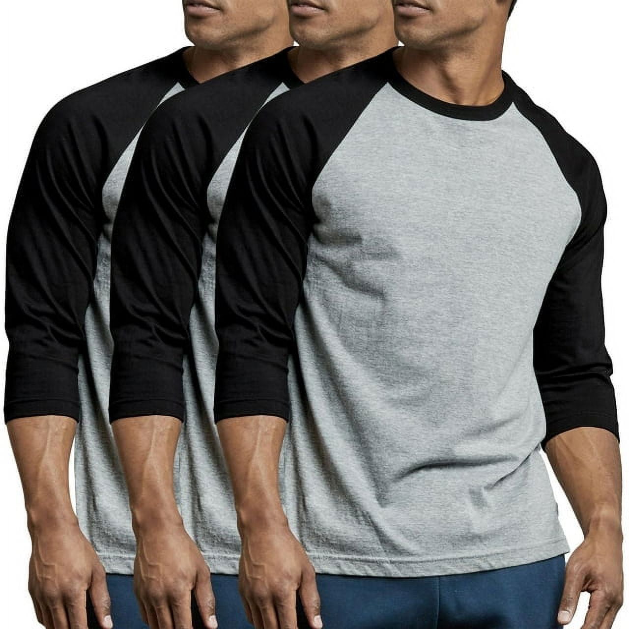3 Packs of TheLovely Men's 3/4 Sleeve Crew Neck Raglan Jersey Baseball ...
