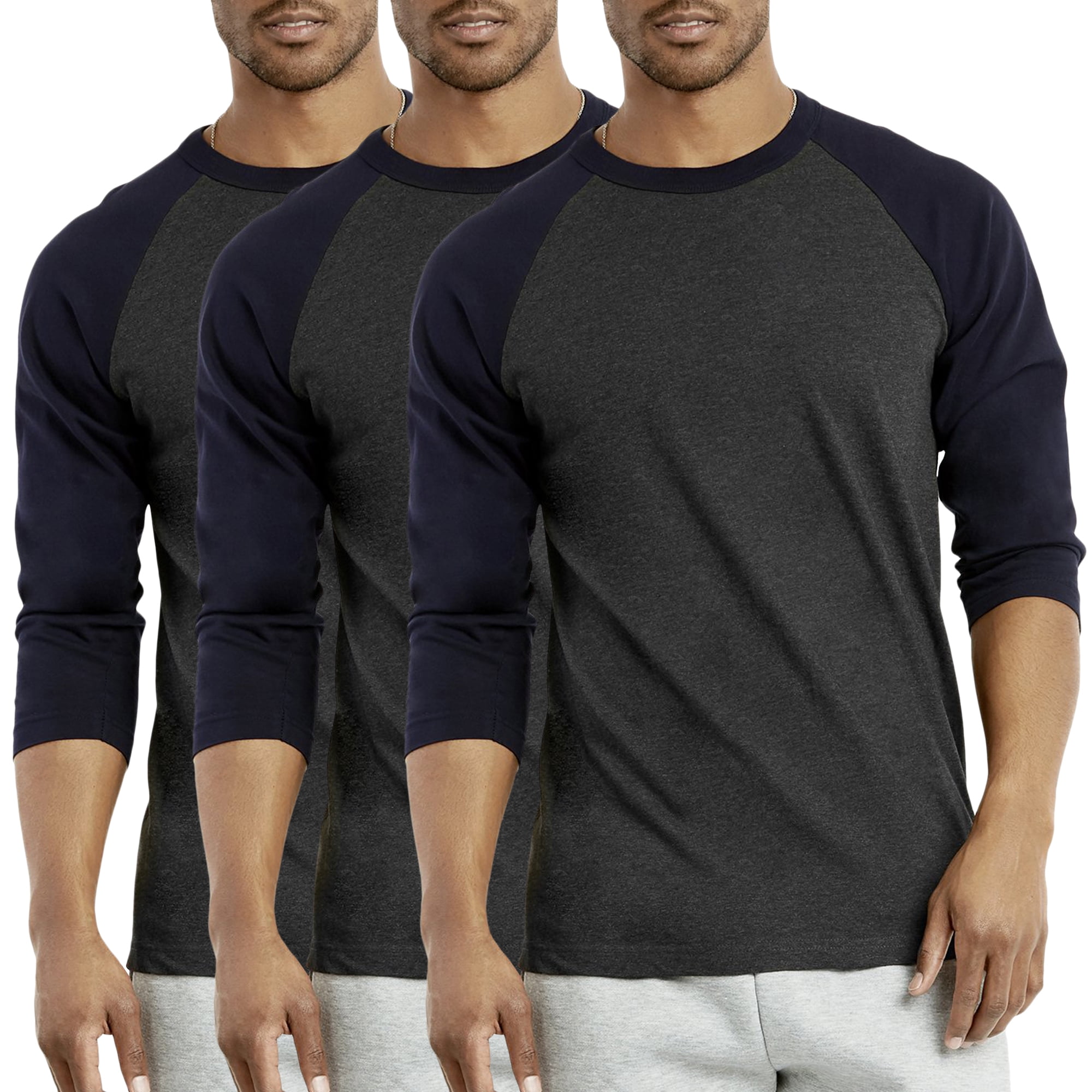 3 Packs of Top Pro Men's 3/4 Sleeve Crew Neck Raglan Jersey Baseball ...