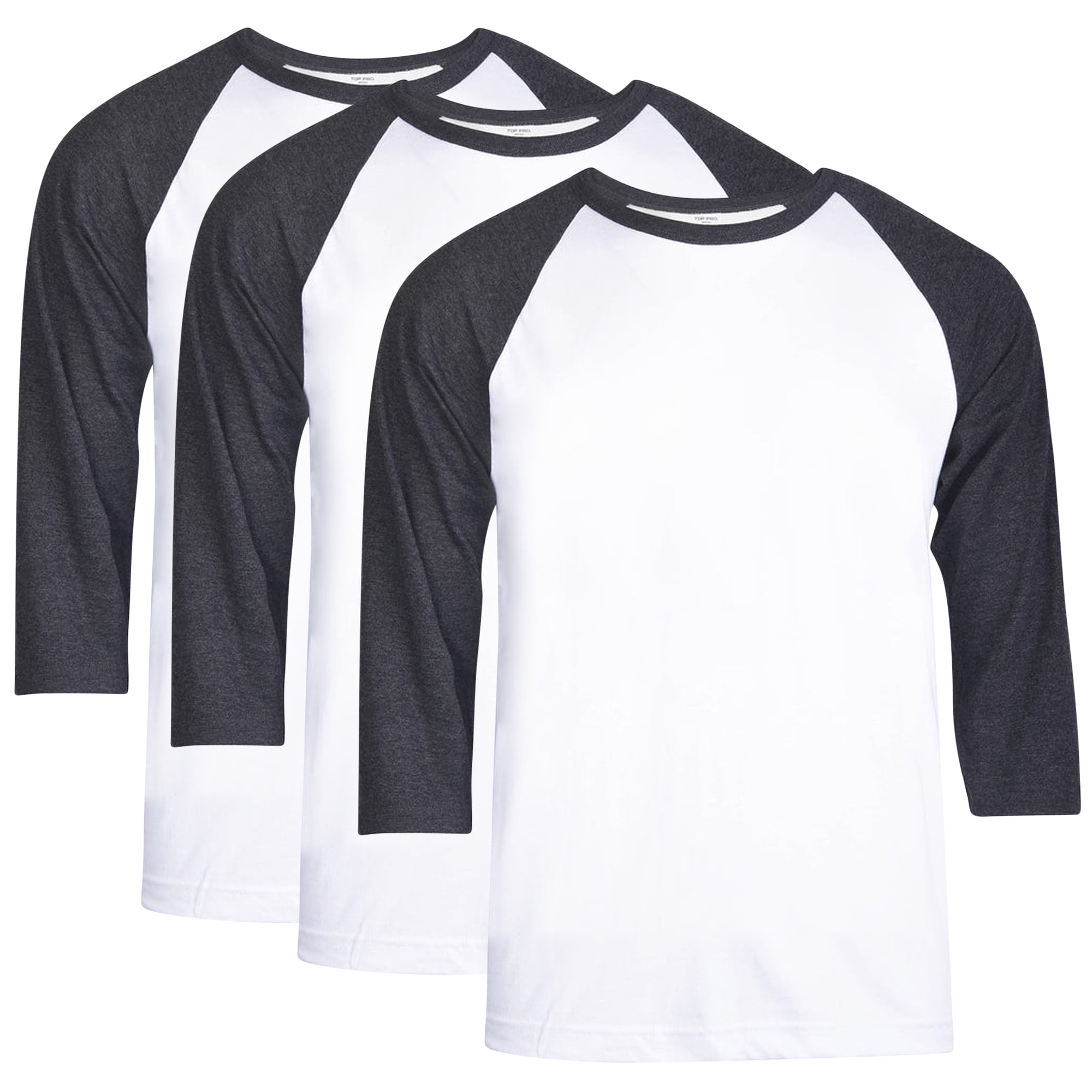 3 Packs of Top Pro Men's 3/4 Sleeve Crew Neck Raglan Jersey Baseball ...