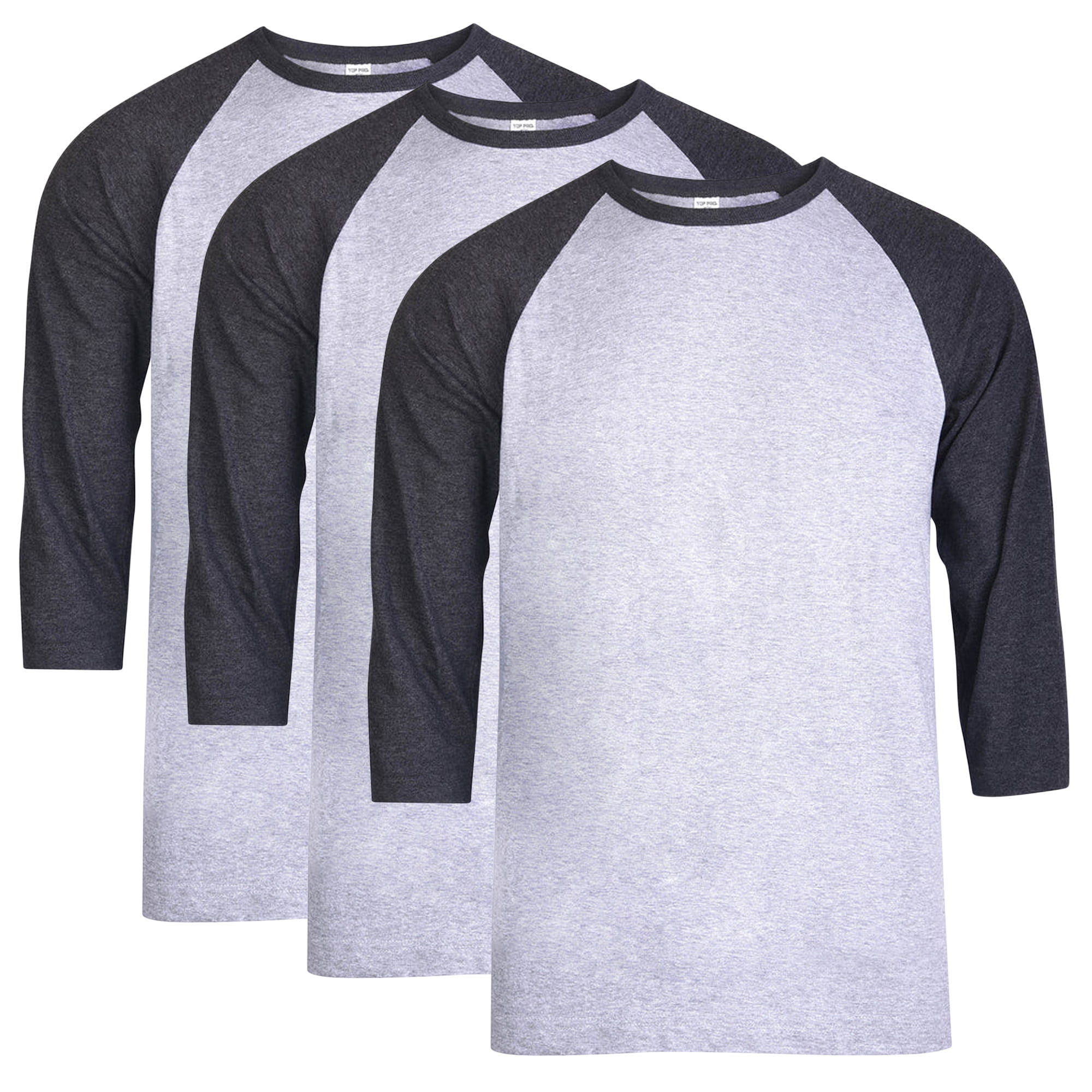 3 Packs of Top Pro Men's 3/4 Sleeve Crew Neck Raglan Jersey Baseball ...
