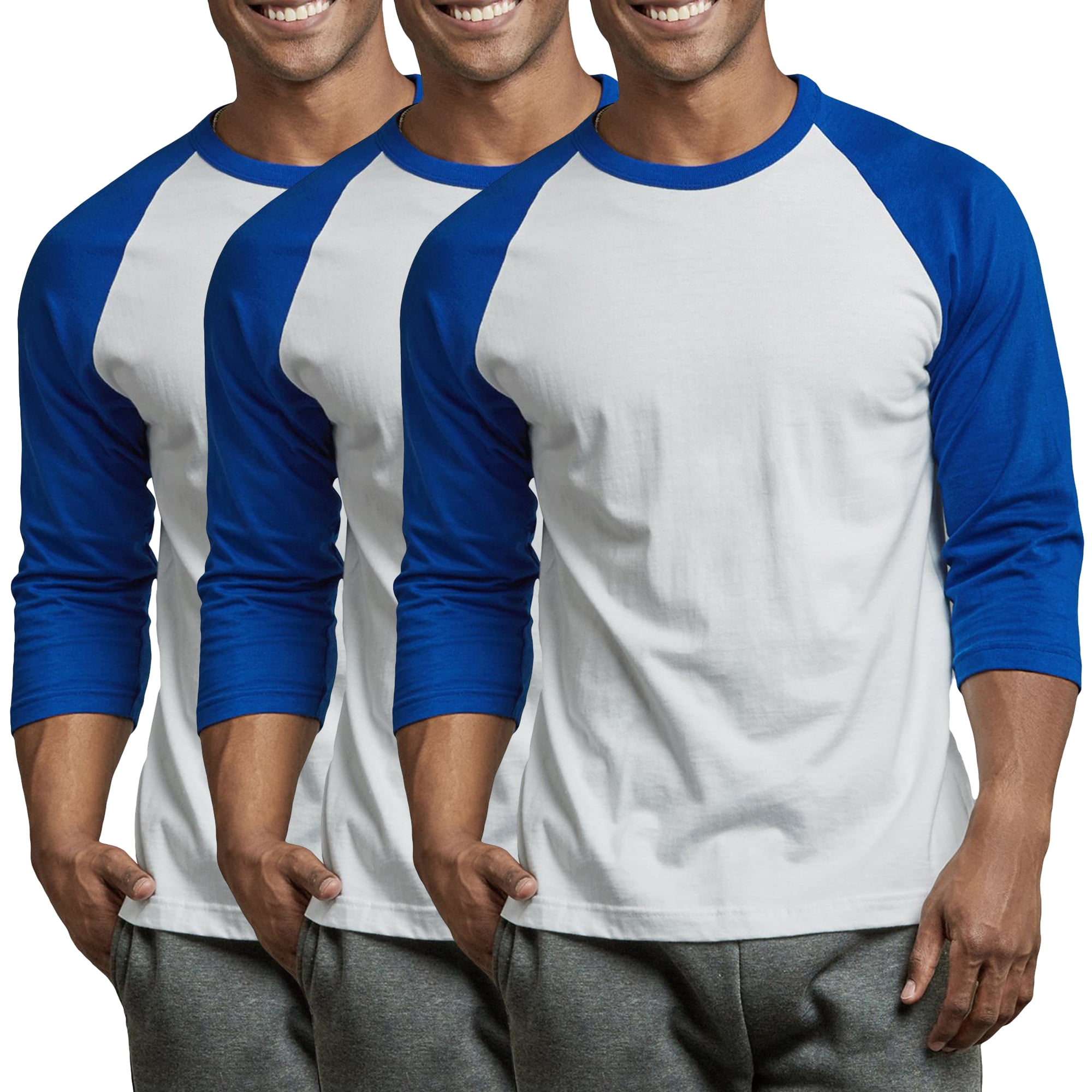 3 Packs of Top Pro Men's 3/4 Sleeve Crew Neck Raglan Jersey Baseball ...