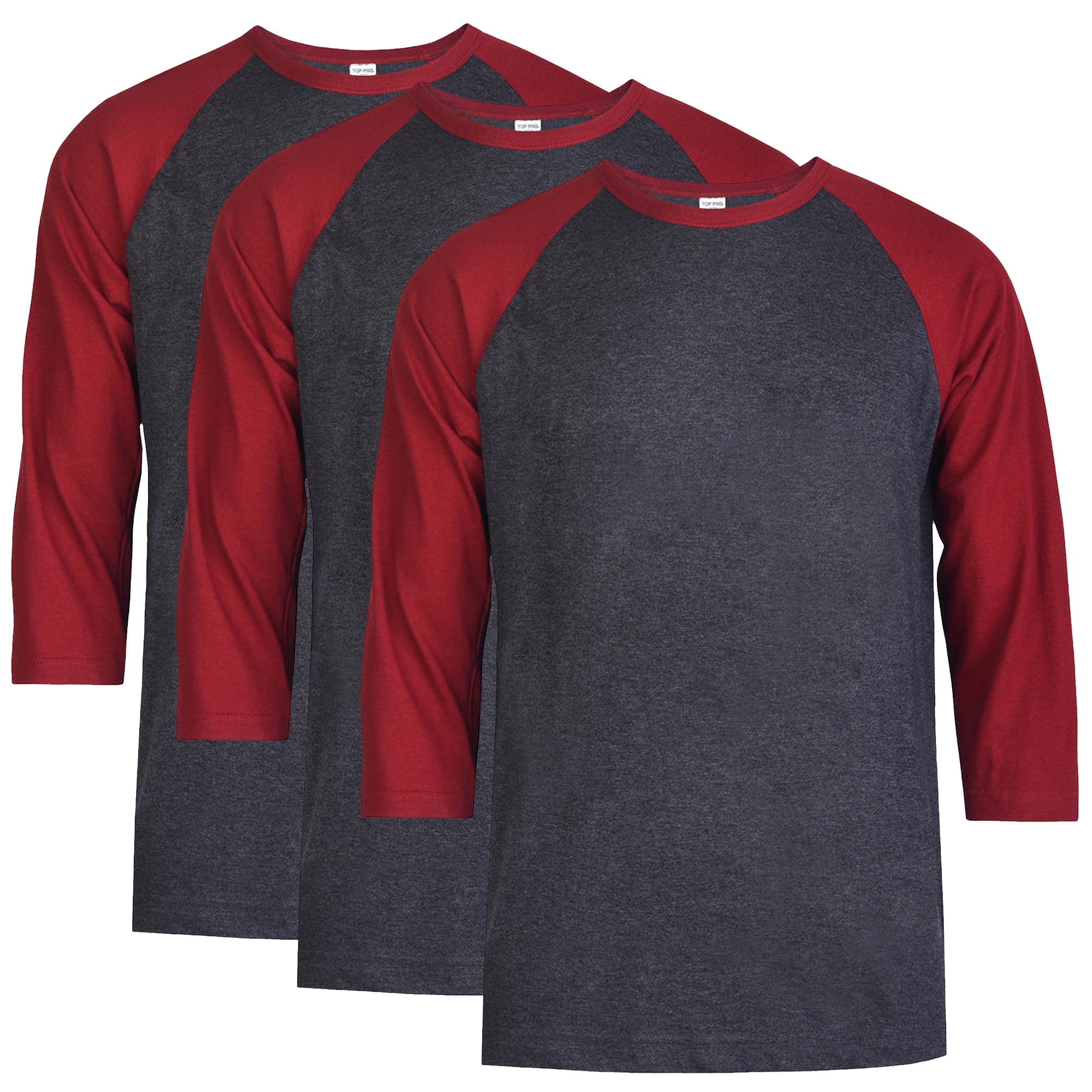 3 Packs of Top Pro Men's 3/4 Sleeve Crew Neck Raglan Jersey Baseball ...