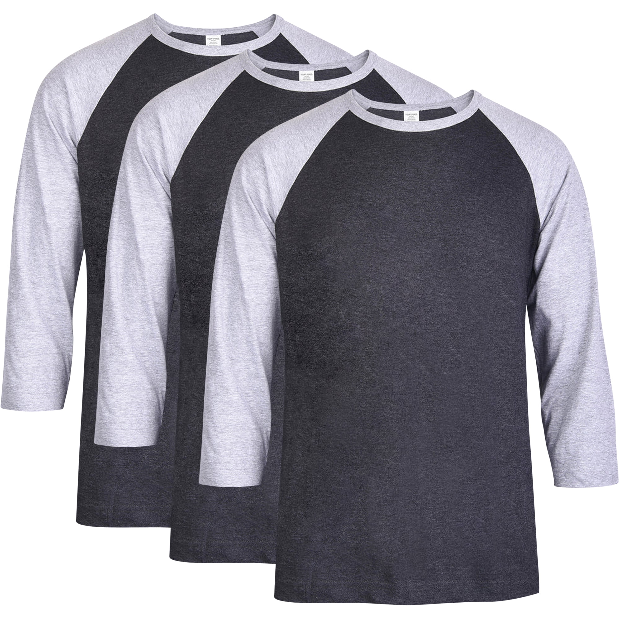 3 Packs of Top Pro Men's 3/4 Sleeve Crew Neck Raglan Jersey Baseball ...