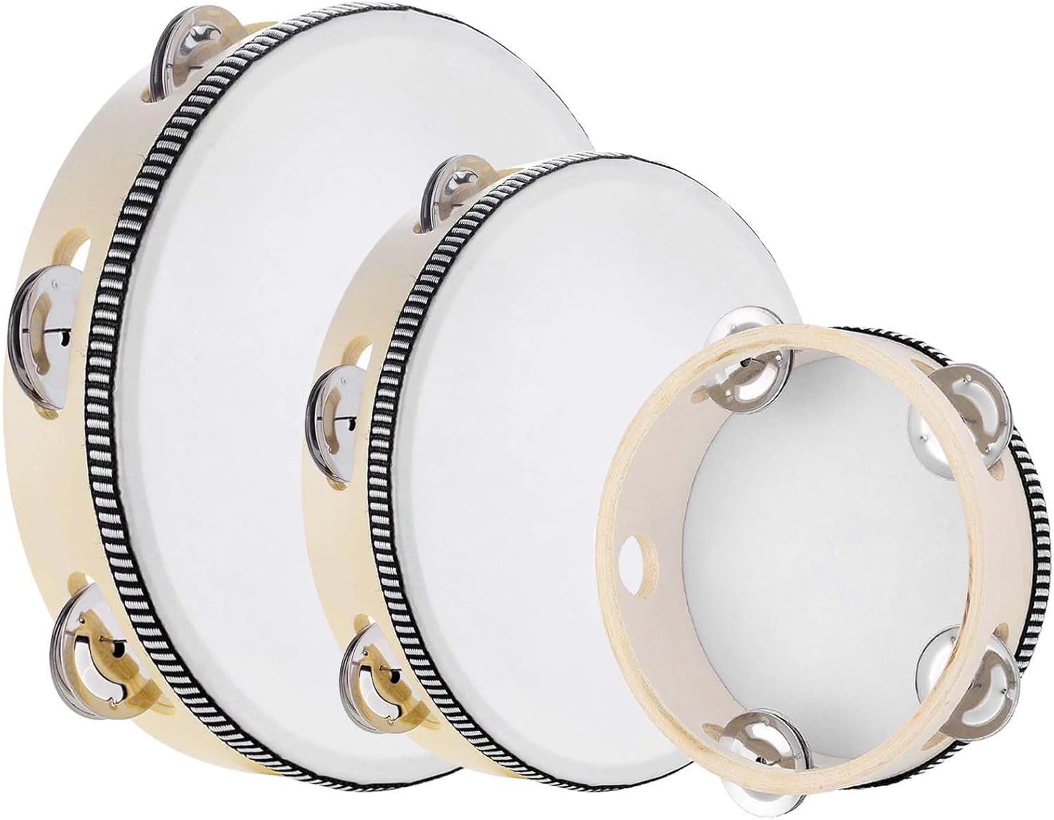 3 Packs tamborines 6”8”10”Tambourine For Adults Wooden Tambourines Drum ...
