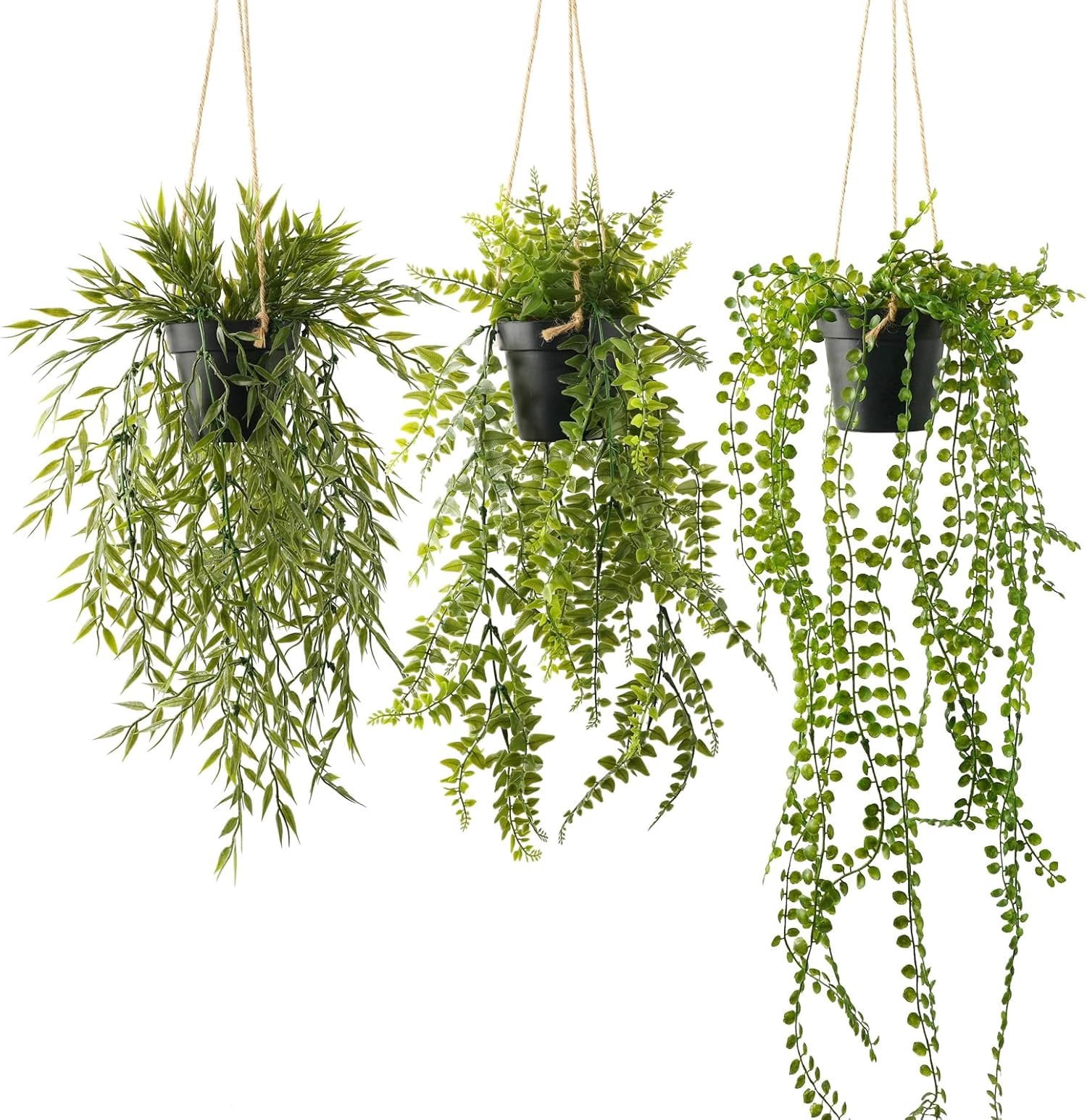 3 Packs with Black Pots, 28" Artificial for Wall Decor, Fern Mandala ...