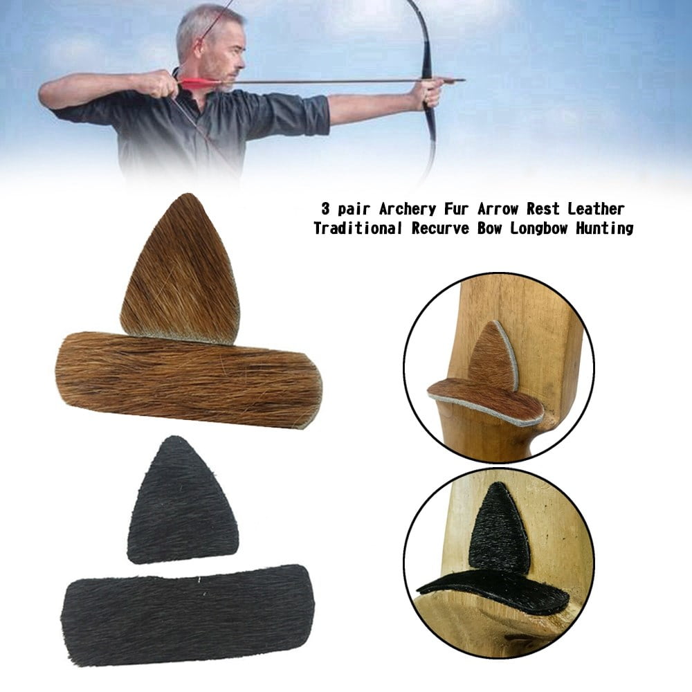 3 Pair Archery Fur Arrow Rest Leather Traditional Recurve Bow Longbow ...