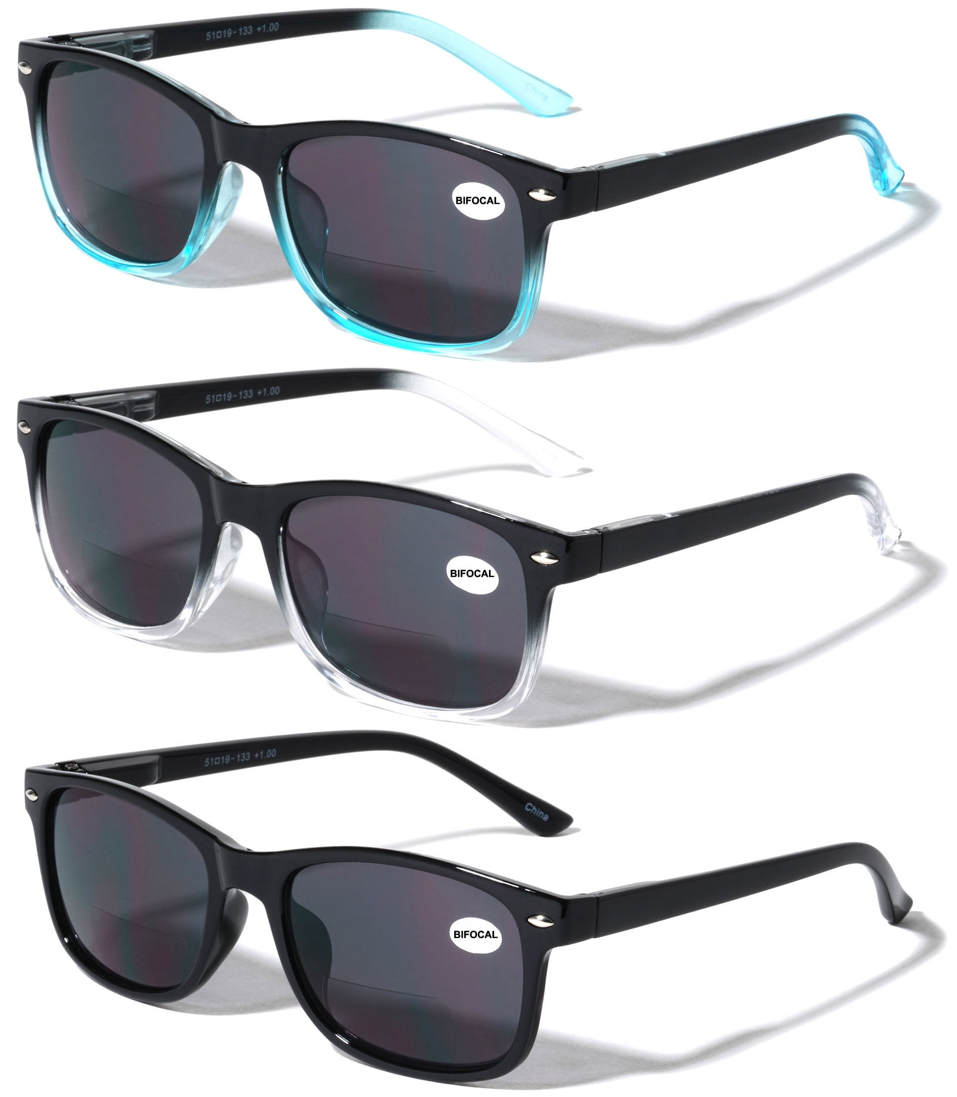3 Pair Bifocal Sunglasses Readers For Men Women - Outdoor Bi-focal ...