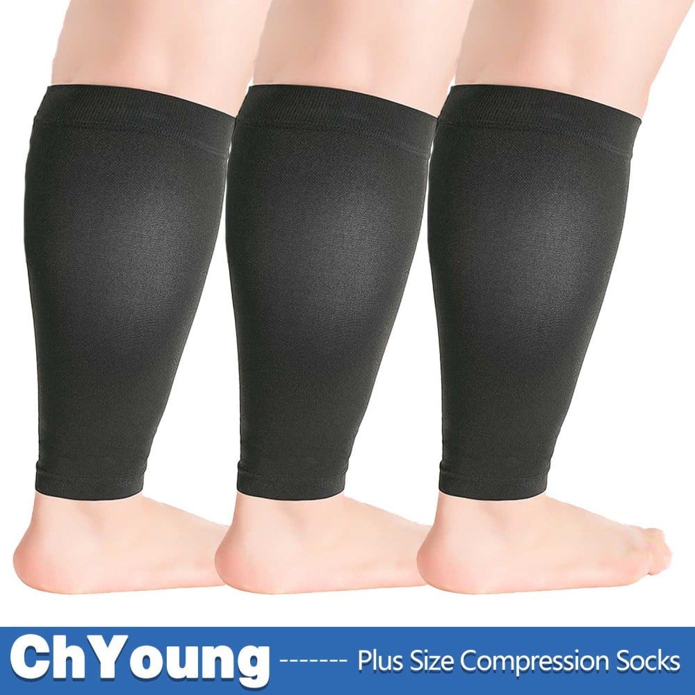 (3 Pair) Big and Tall Compression Socks for Women and Men 20-30mmHg ...