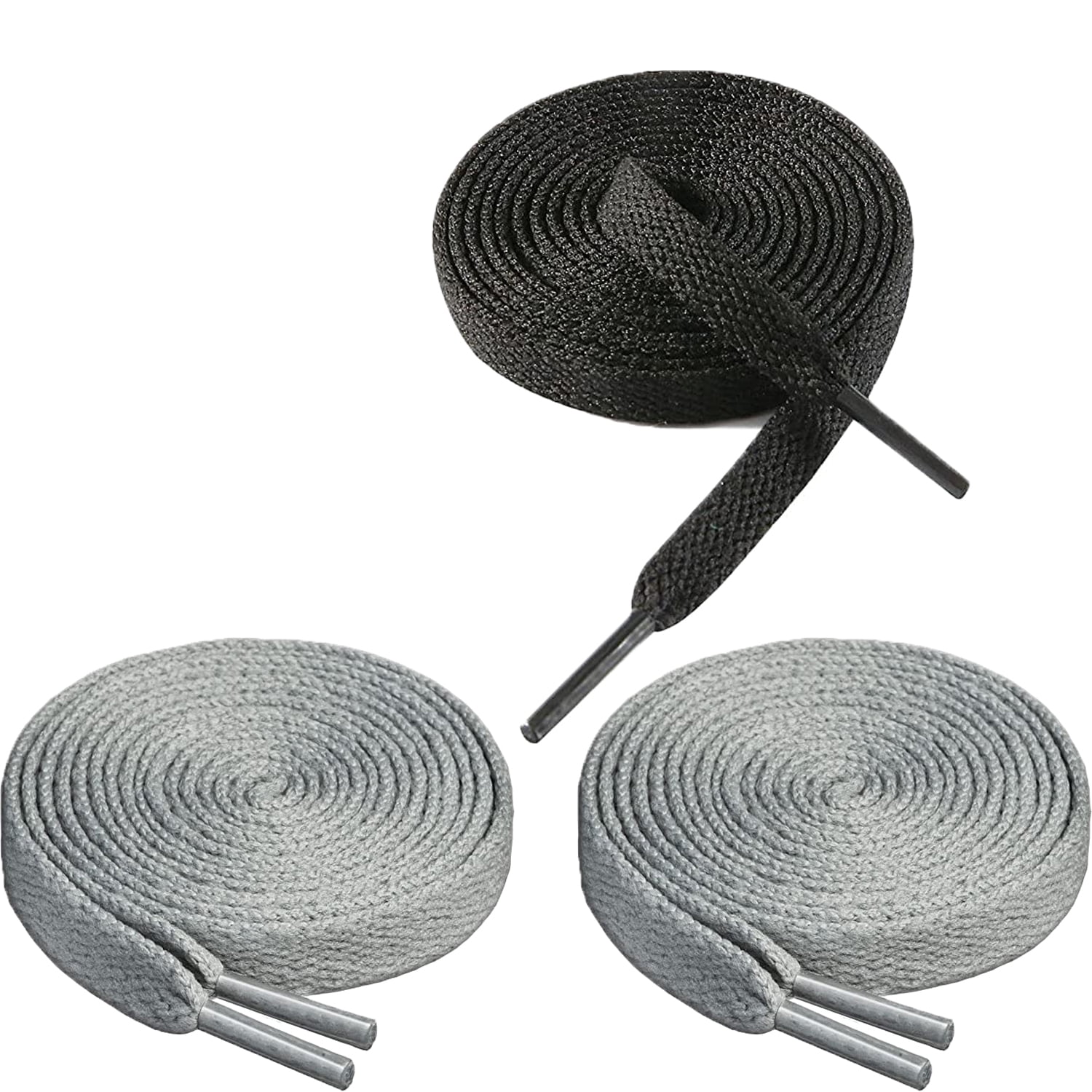 3 Pair Flat Shoe Laces for Sneakers, Flat 5/16" Shoe Laces, Shoelaces ...