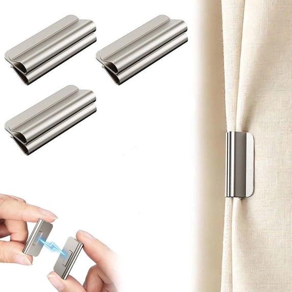 3 Pair Magnetic Curtain Clips, Strong Hold & No Drills, Light Blocking ...