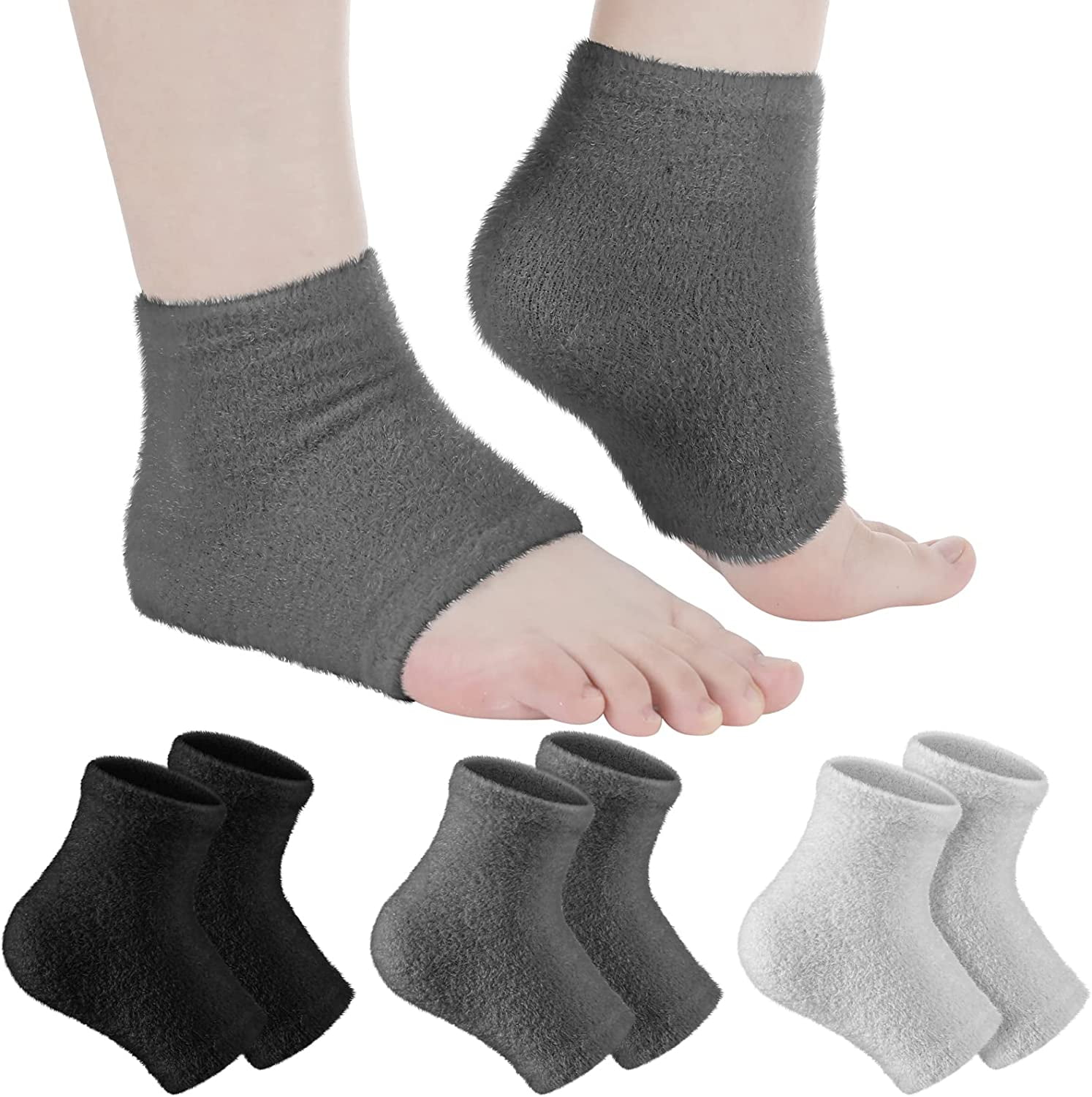3 Pair Moisturizing Heel Socks Moisturizing Gel Heel Sleeves Toeless ...