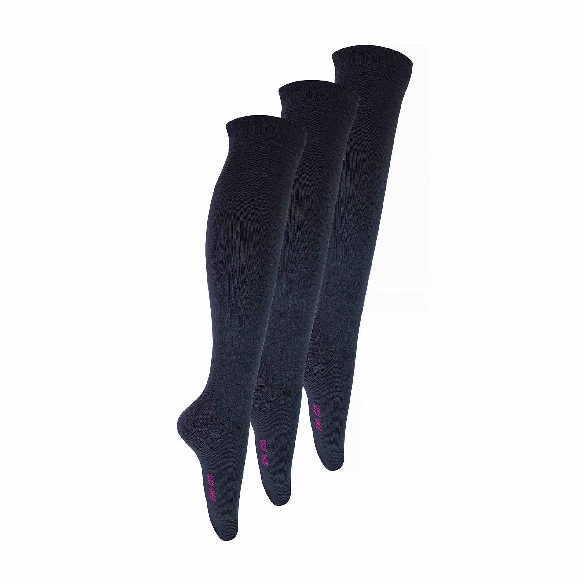 3 Pair Multipack Girls Knee High Bamboo Socks | Sock Snob | Plain Long ...