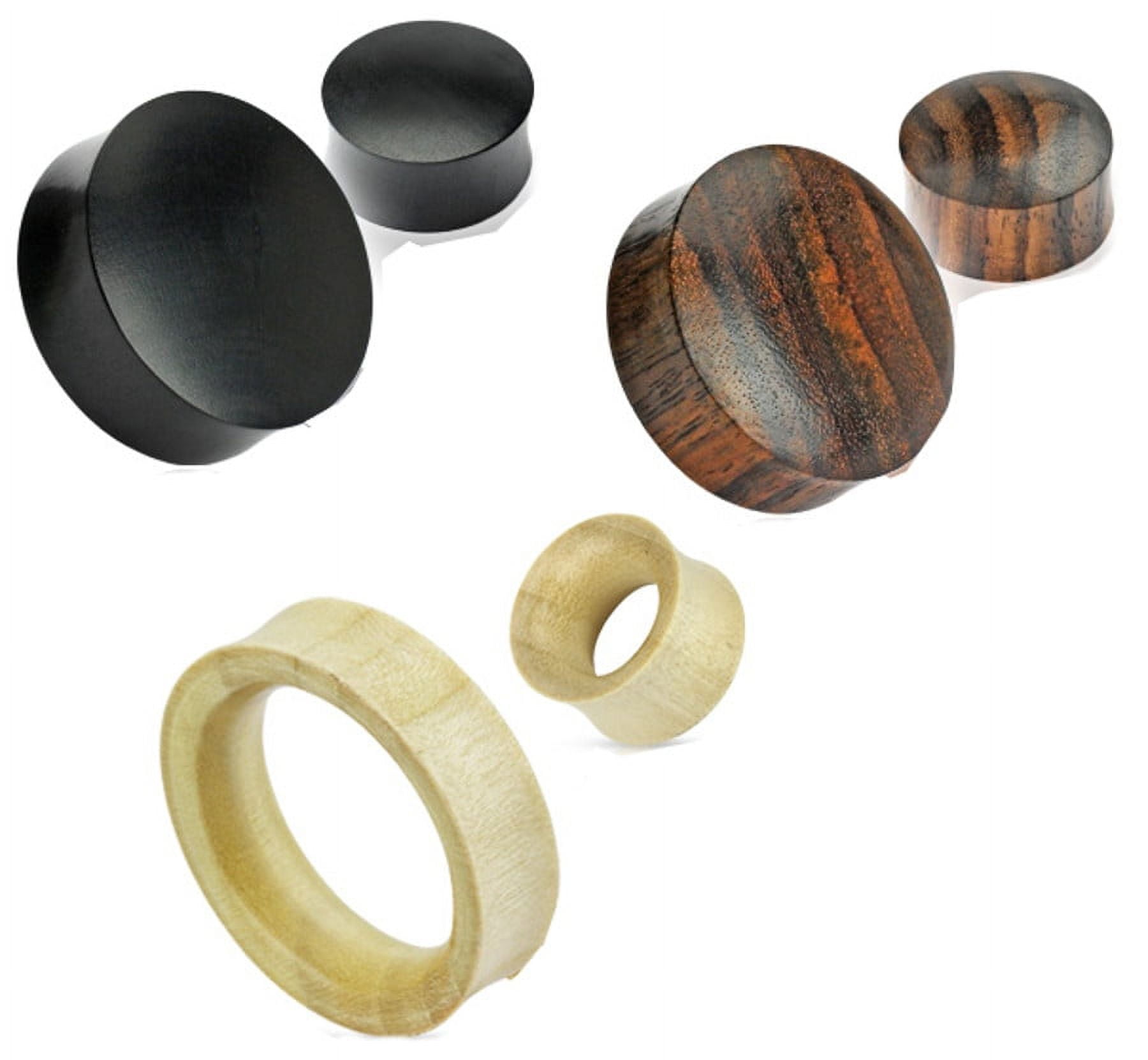 3 Pair Organic Wood Ear Plugs Tunnels Gauges - Sizes=1 inch - Walmart.com