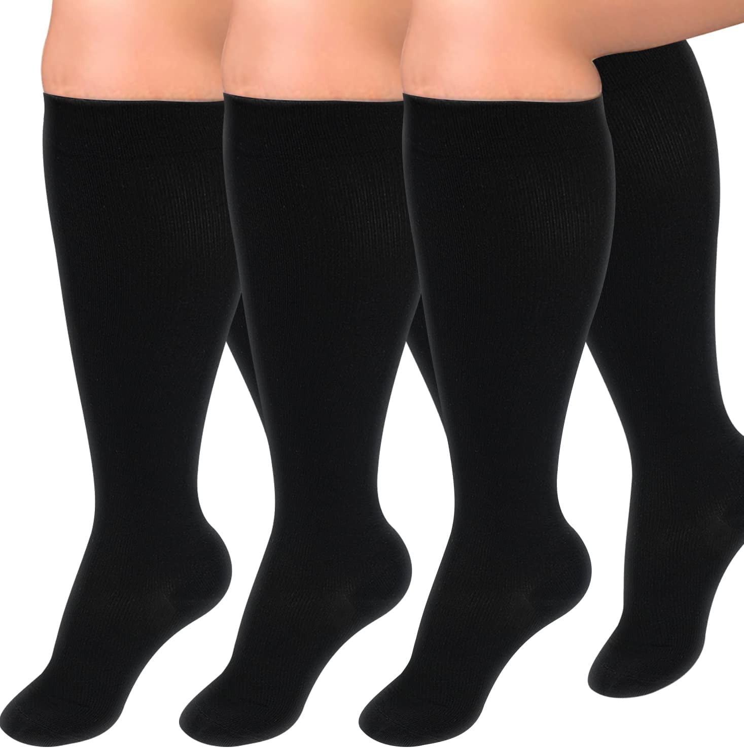 3 Pair Plus Size Compression Socks for Women & Men,20-30 mmhg Extra ...