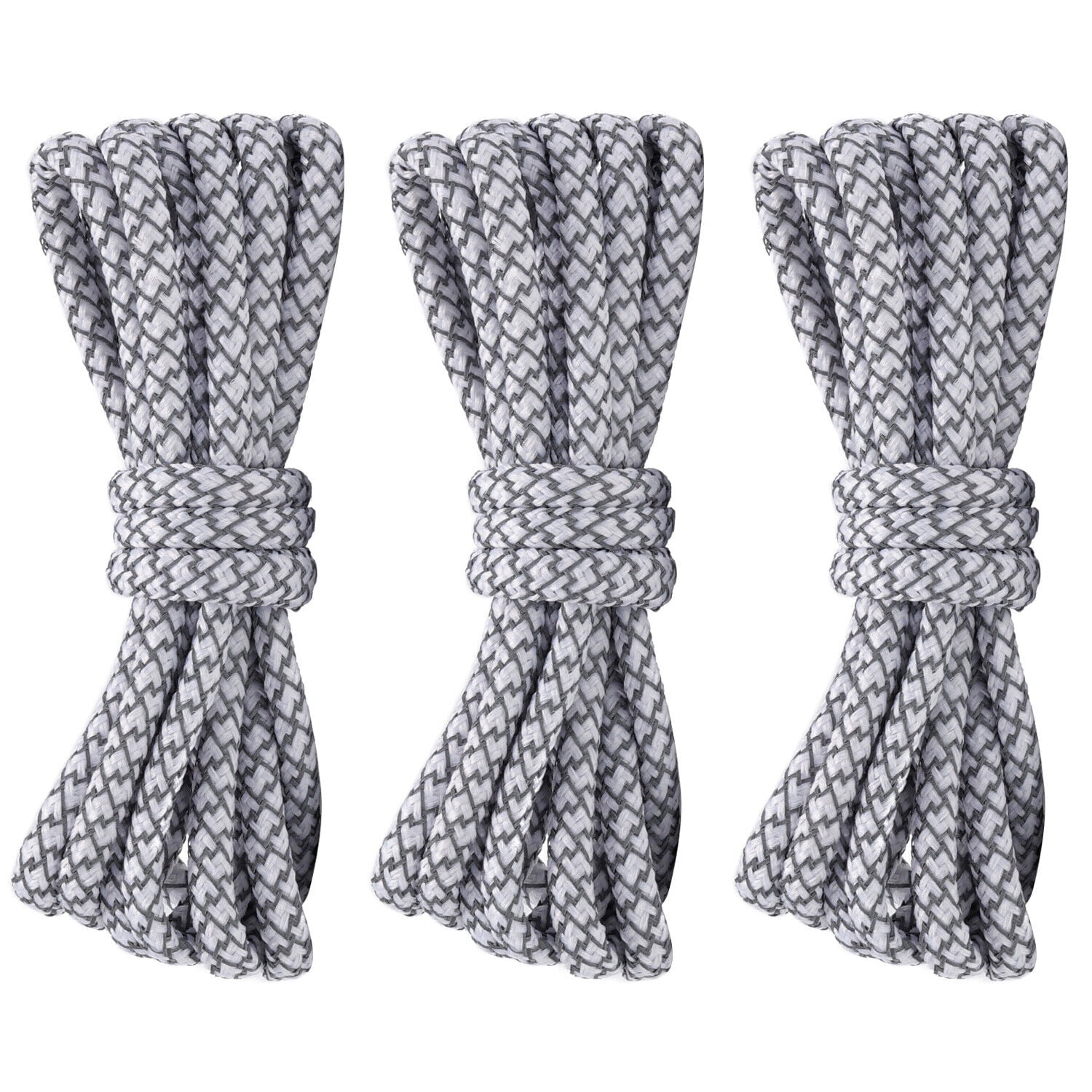 3 Pair Round Reflective Rope Shoelaces Replacement Boot laces for ...