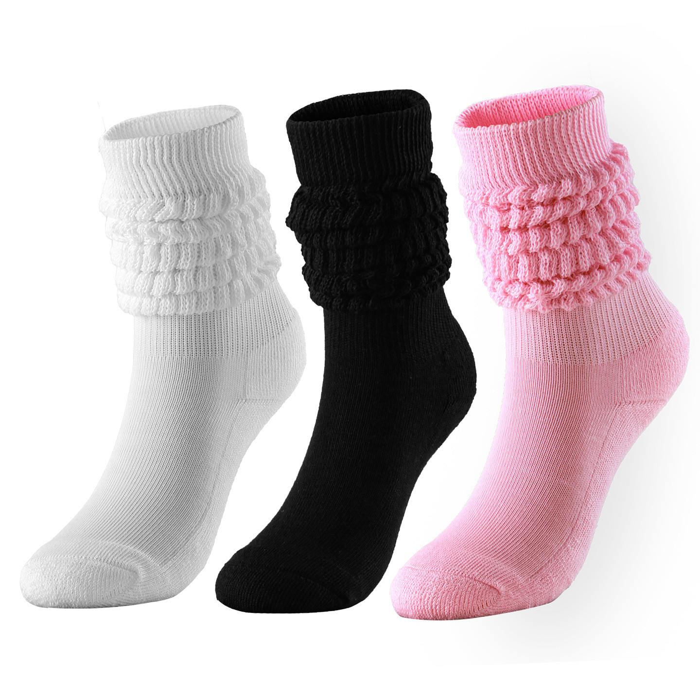 3 Pair Slouch Slouchy Socks Pack Knee High Scrunch 80s 90s Stacked Boot ...