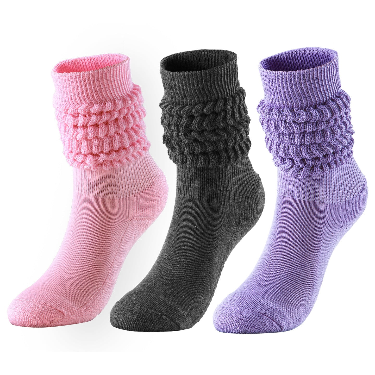 3 Pair Slouch Slouchy Socks Pack Knee High Scrunch 80s 90s Stacked Boot ...