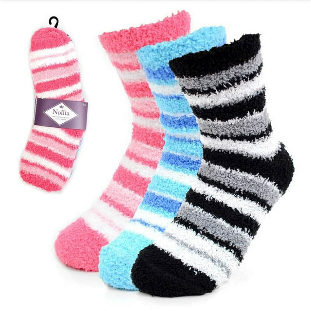 Yishankeyu's 3 Pair Comfy Fluffy Fuzzy Slipper Socks for Women, Soft ...