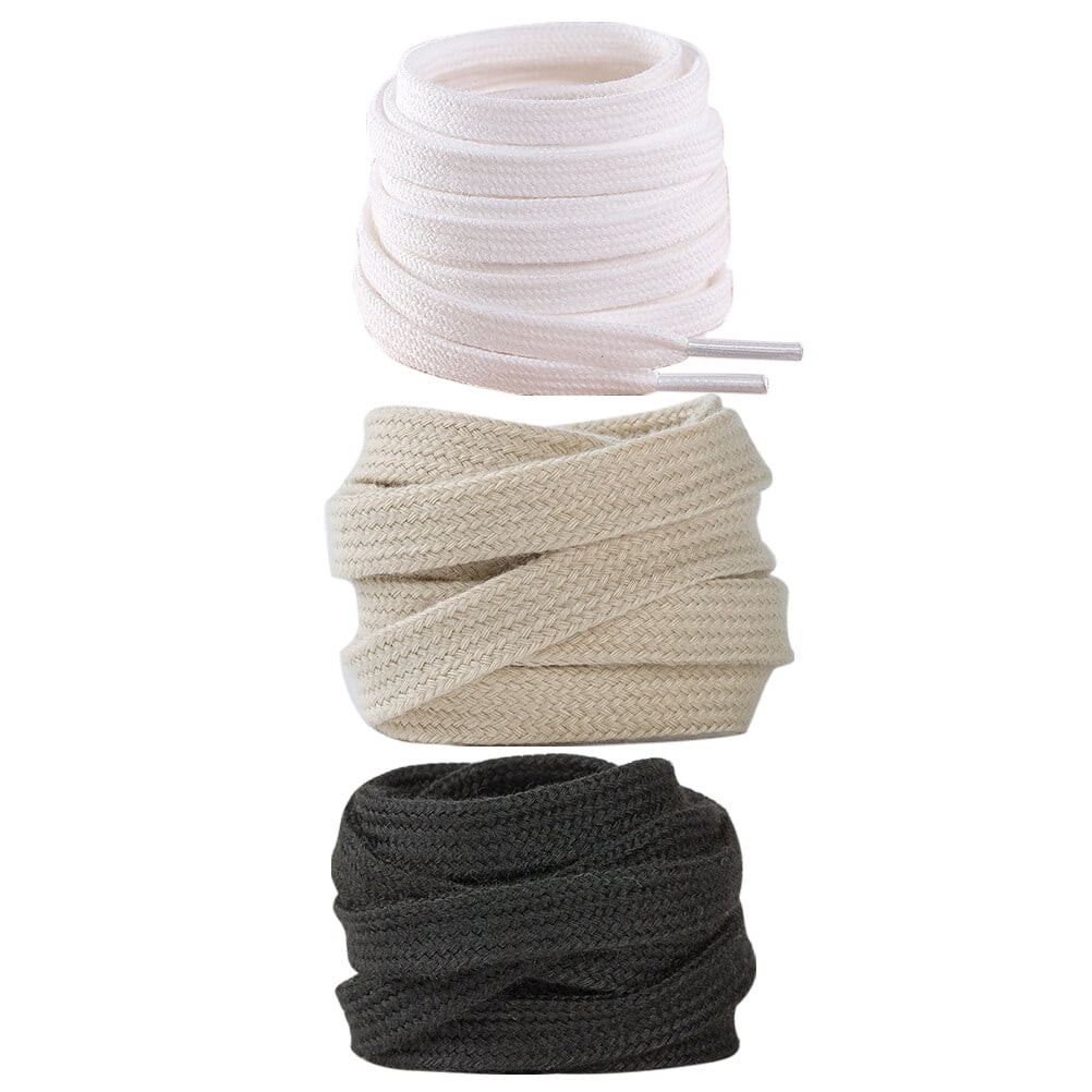 3 Pairs 120cm Pure Cotton Shoelaces Simple Flat Shoelaces Canvas Shoe ...