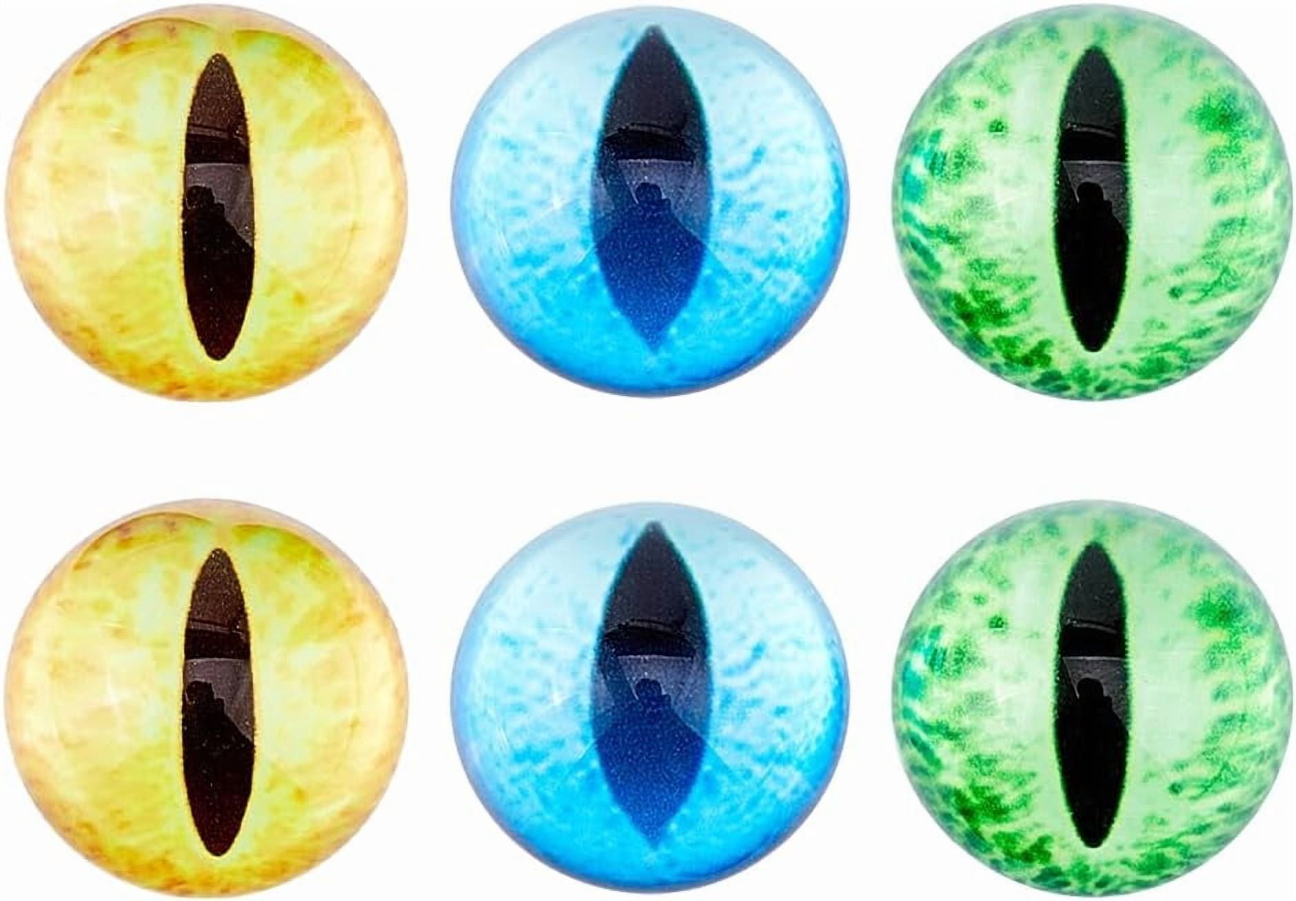 3 Pairs 3 Colors Half Round Eyes 30mm Eyeballs Glass Eyes Cat Eyes ...