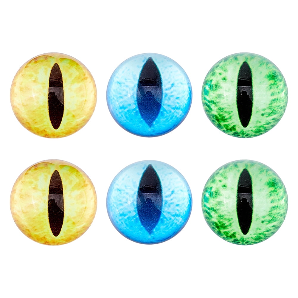 3 Pairs 3 Colors Half Round Eyes 30mm Eyeballs Glass Eyes Cat Eyes ...
