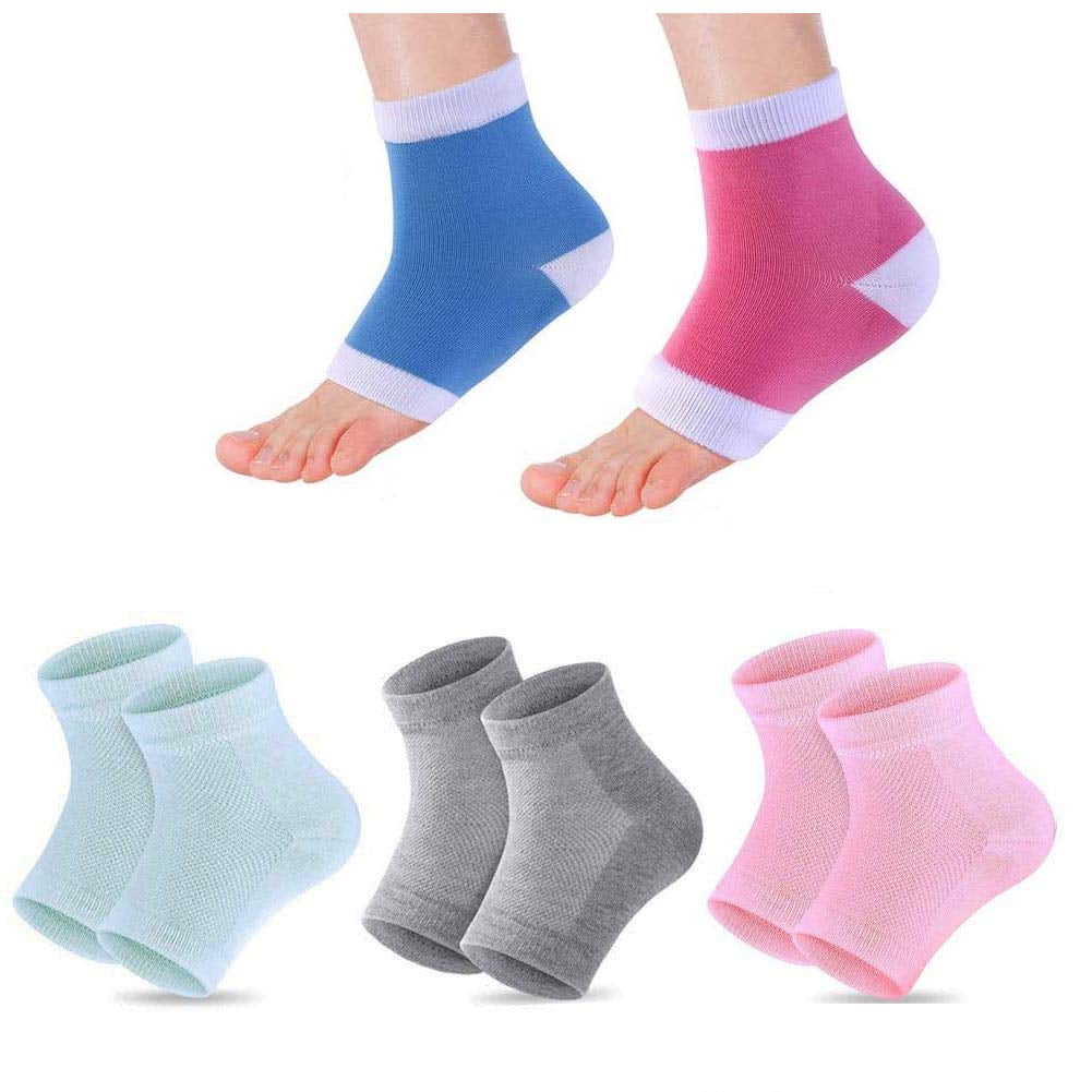 3 Pairs/ 5 Pairs Moisturizing Gel Heel Socks, Vented Unisex Toeless Spa ...