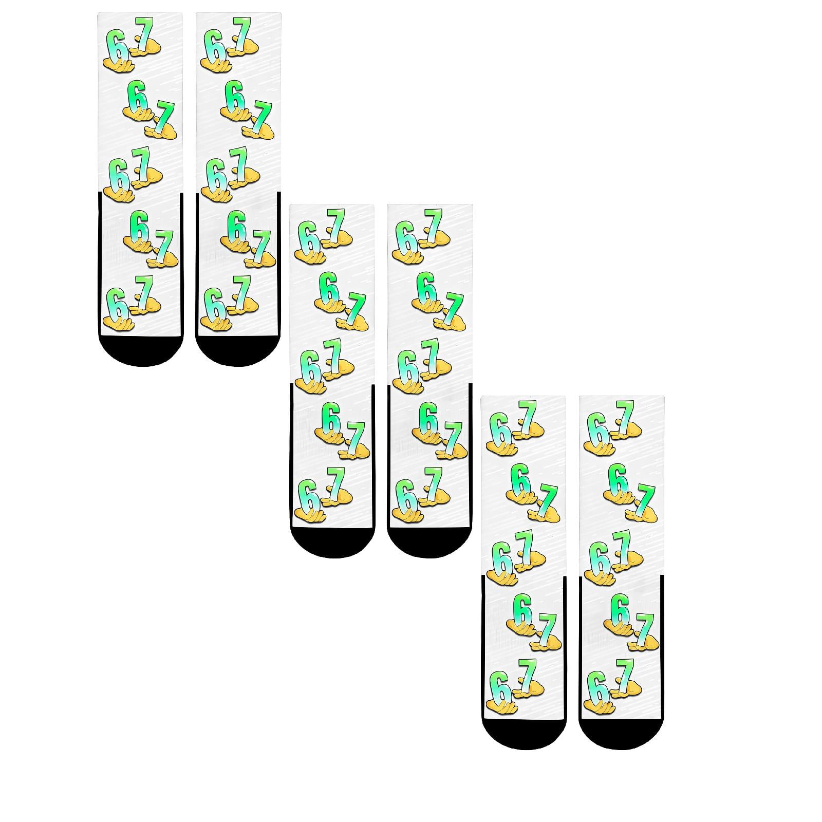 3 Pairs 67 Socks Kids, Funny 6 7 Meme Cream Drips Baseball Socks, Six ...