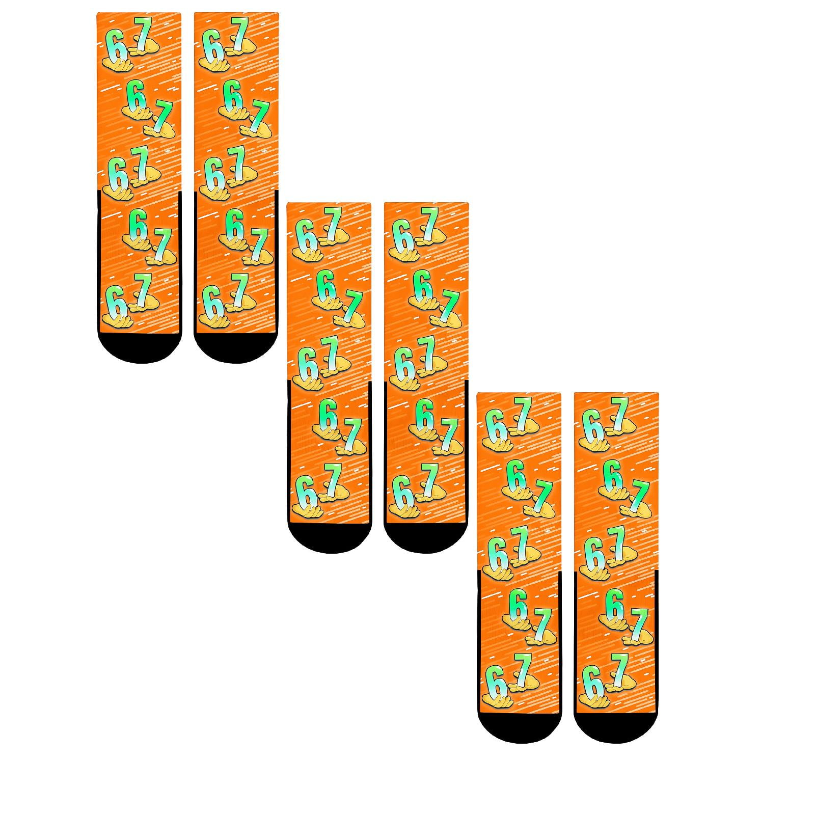 3 Pairs 67 Socks Kids, Funny 6 7 Meme Cream Drips Baseball Socks, Six ...