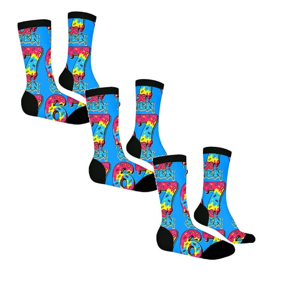 3 Pairs 67 Socks Kids Ice Cream Drips 6 7 Meme Novelty Socks Six Seven ...
