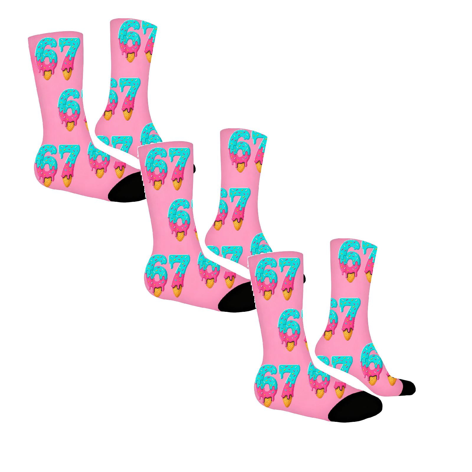 3 Pairs 67 Socks Meme 6 7 Socks Funny Six Seven Design Novelty ...