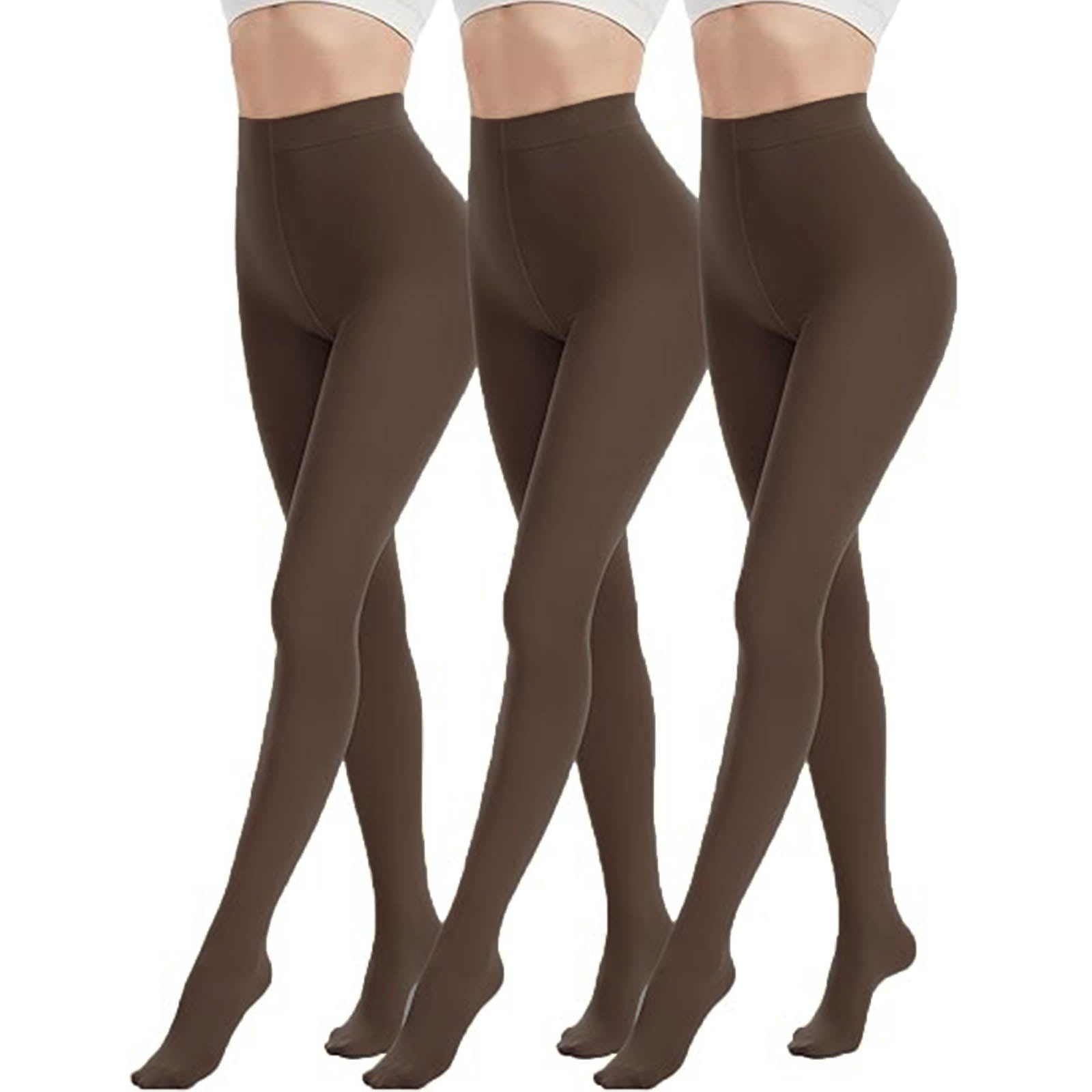 3 Pairs 80D Tights for Women High Waisted Stockings Womens Footed ...
