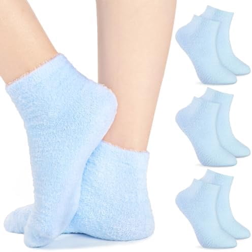 3 Pairs Aloe Socks Moisturizing Spa Infused Gel Sleeping Fuzzy Dry Feet ...