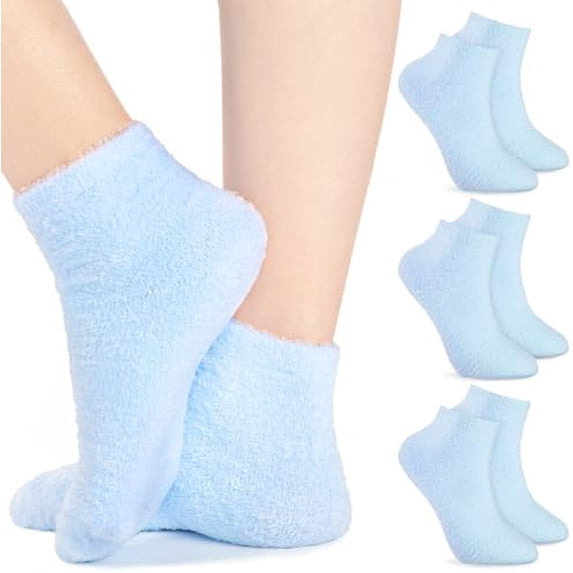 3 Pairs Aloe Socks Moisturizing Spa Infused Gel Sleeping Fuzzy Dry Feet ...