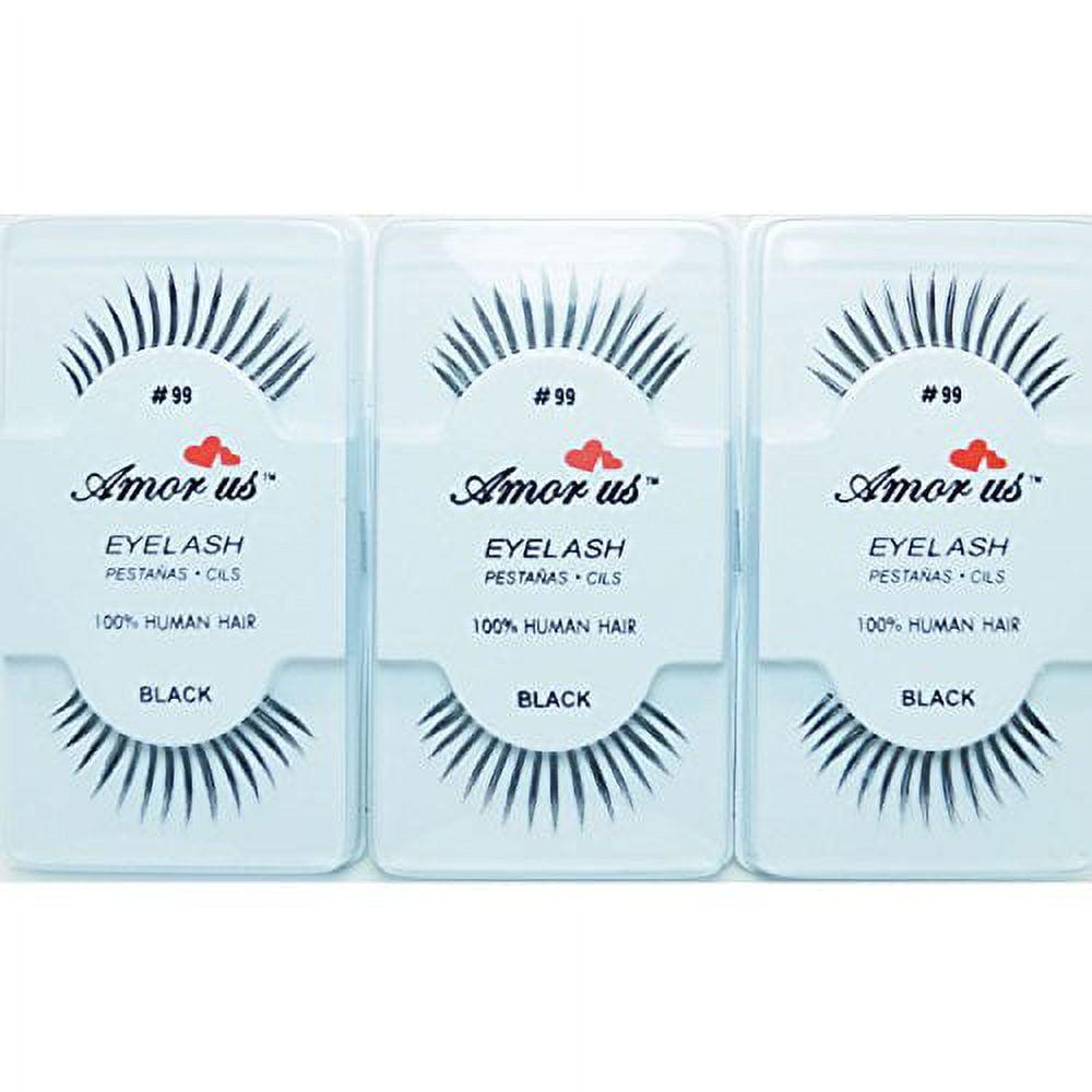 3 Pairs AmorUs 100% Human Hair False Eyelashes #99 compare Red Cherry ...