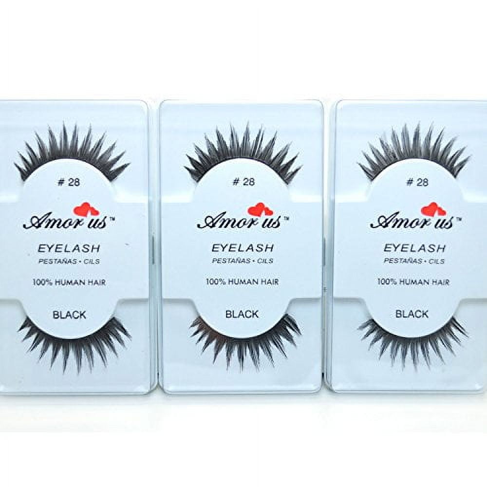 3 Pairs AmorUs 100% Human Hair False Eyelashes compare Red Cherry Long ...
