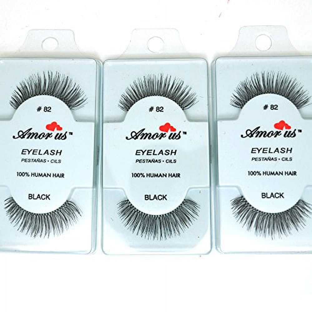 3 Pairs AmorUs 100% Human Hair False Long Eyelashes Medium # 82 ...