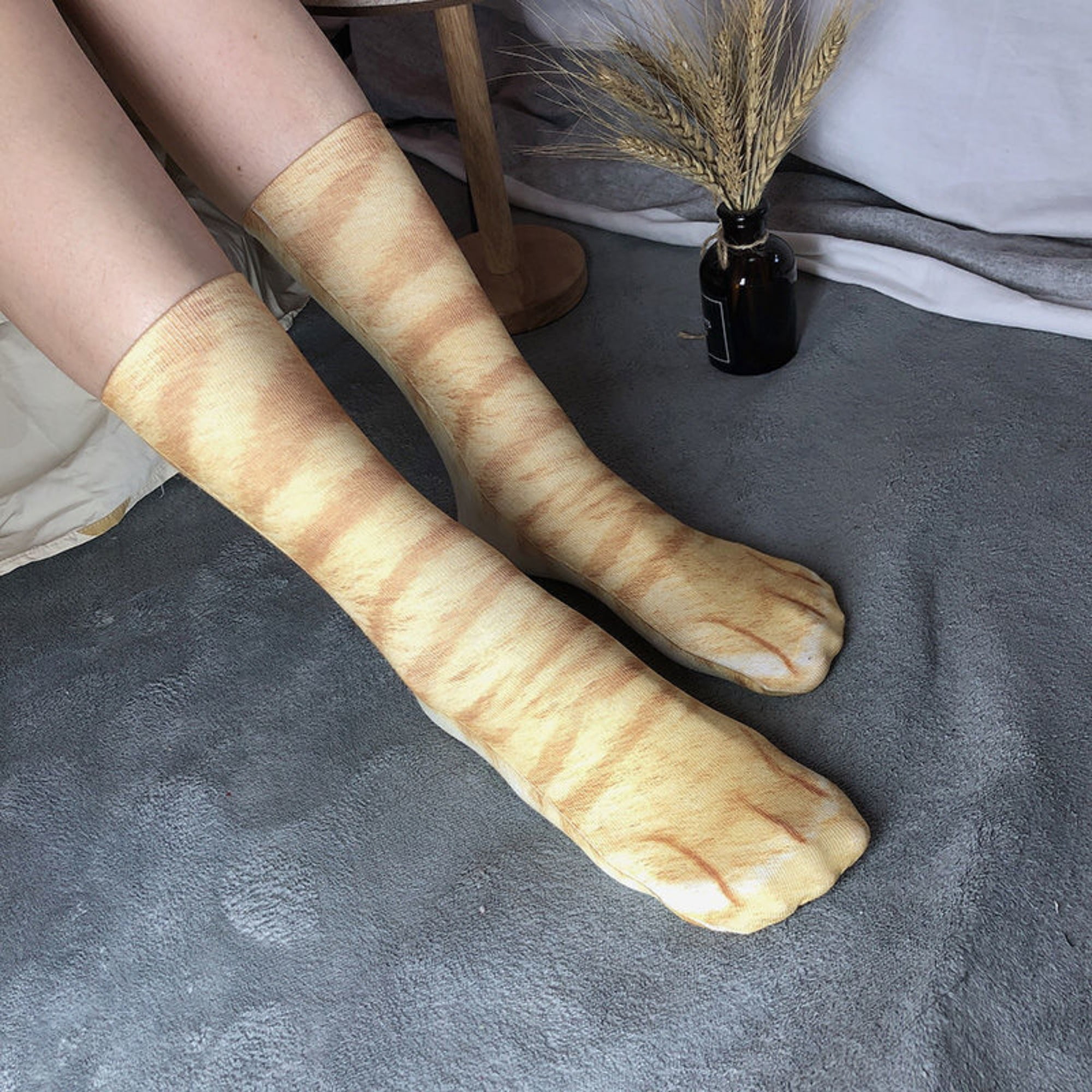 3 Pairs Animal Paw Socks Unisex 3D Print Stockings Crew Length for ...