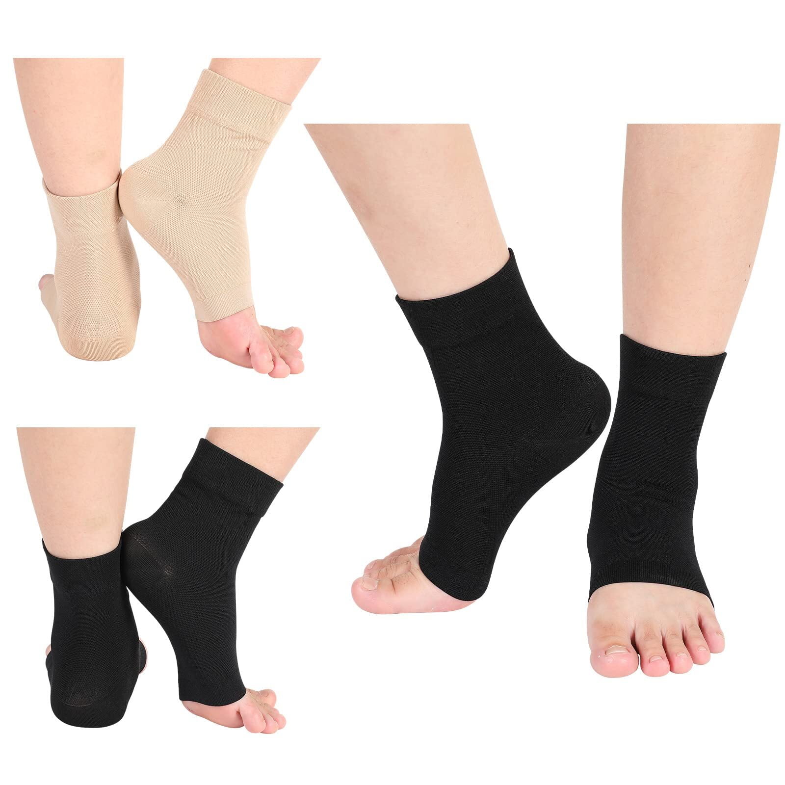 3 Pairs Ankle Brace Compression Sleeves - 8-15 mmhg Open Toe ...