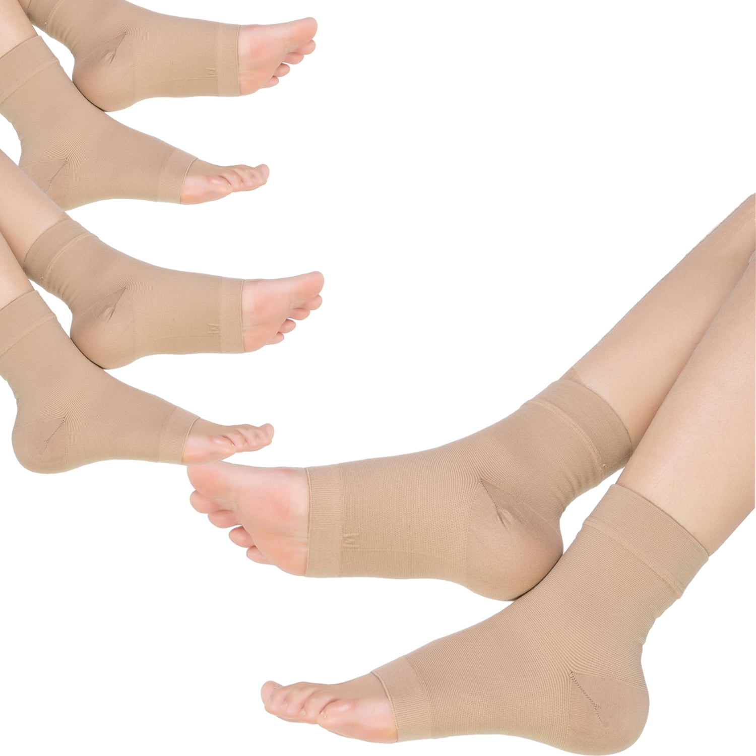 3 Pairs Ankle Brace Compression Sleeves - 8-15 mmhg Open Toe ...