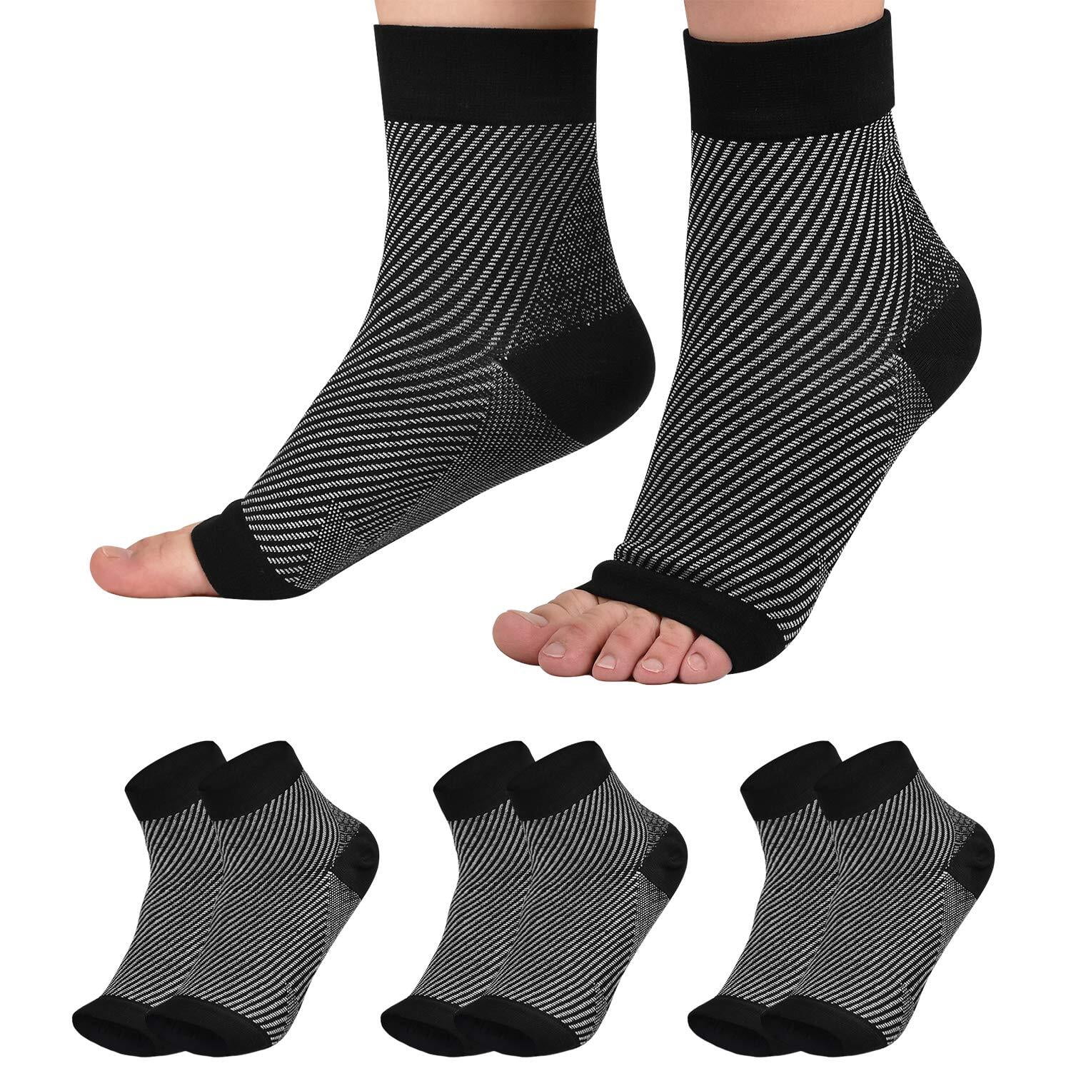 3 Pairs Ankle Brace Compression Sleeves - 8-16 mmhg Open Toe ...