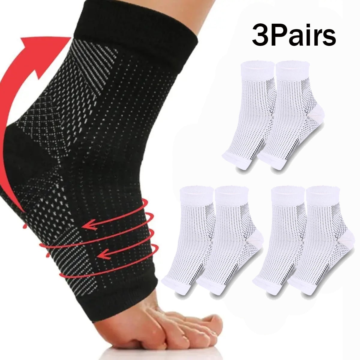 3-Pairs Ankle Support Pain Relief Socks Compression Socks Foot Anti ...
