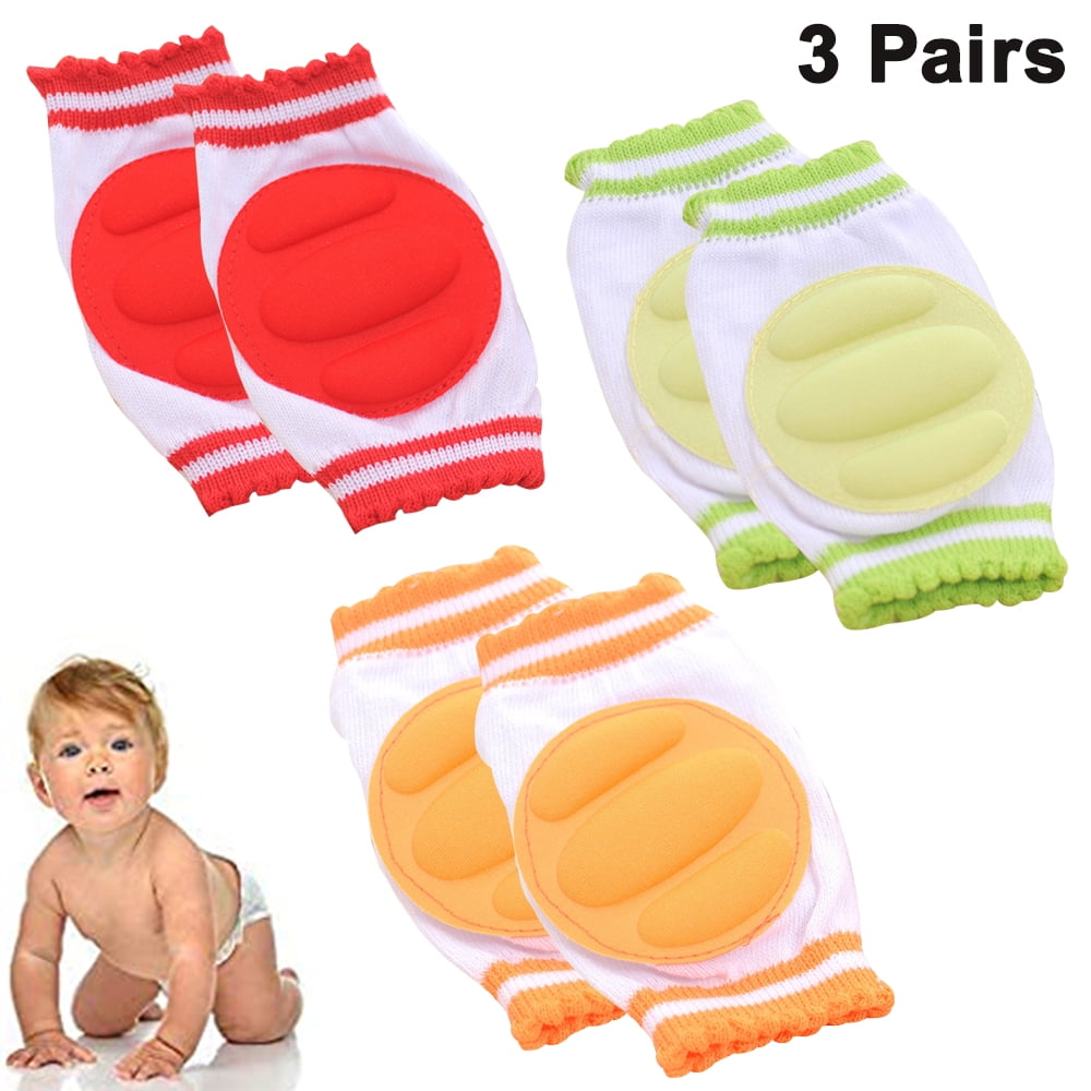 3 Pairs Anti-Slip Knee Pads for Babies, Adjustable Baby Knee Pads for ...