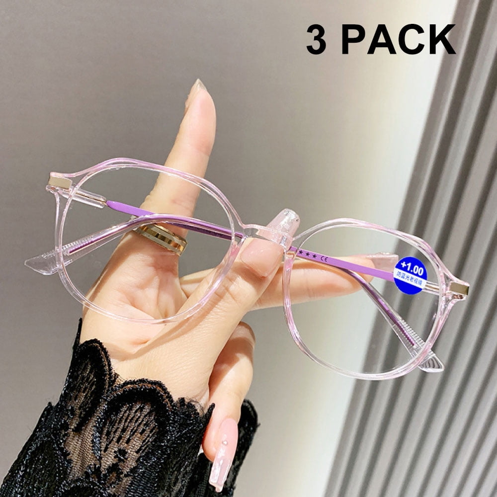 3 Pairs of Anti-blue Light Transparent Purple Reading Glasses 2.50 ...