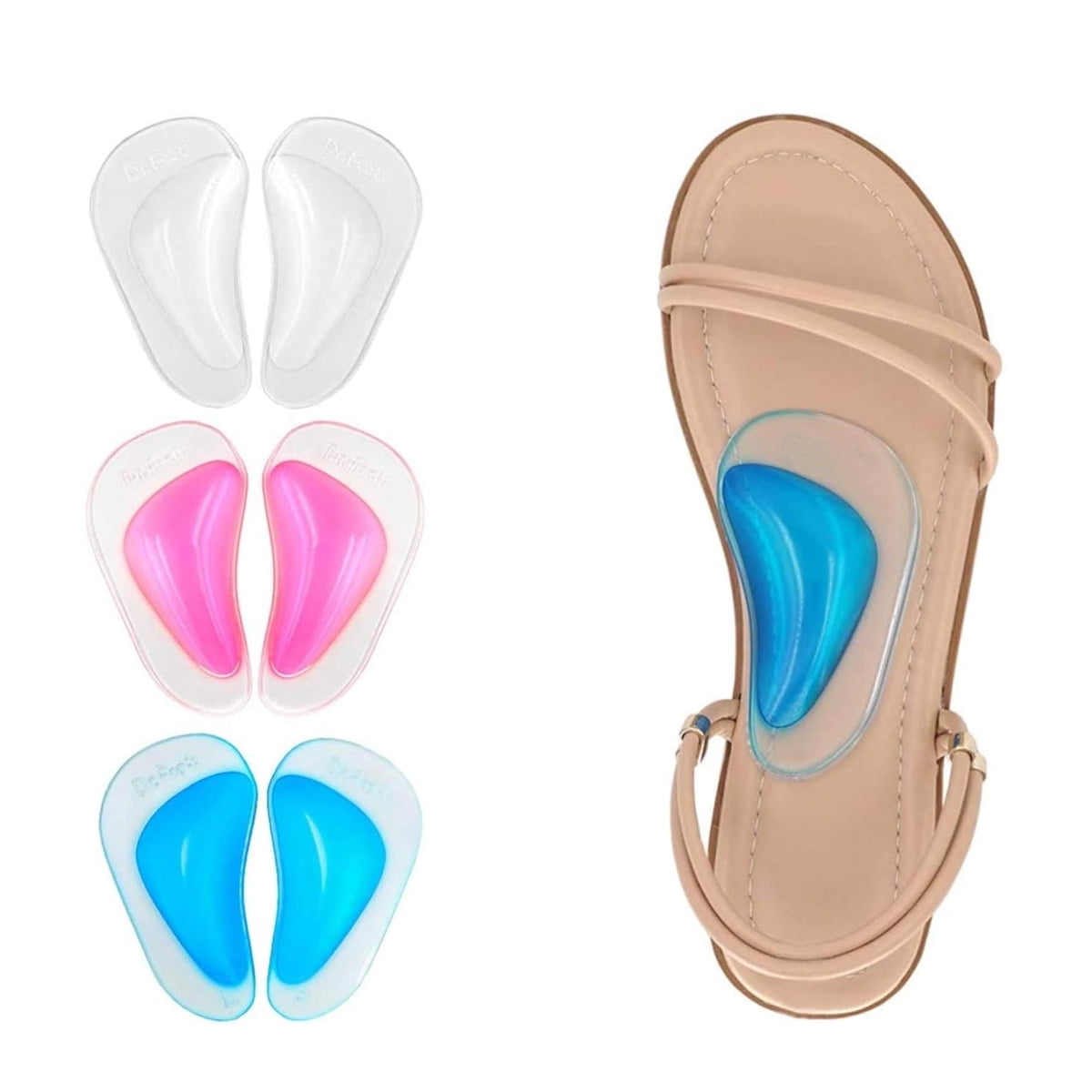 3 Pairs Arch Support Shoe Insoles for Flat Feet, Gel Arch Inserts for ...